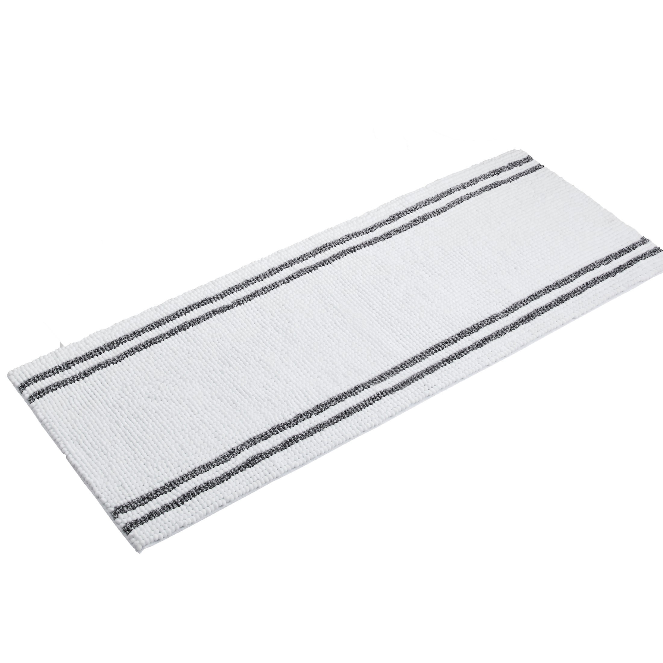 VCNY Home Hotel White/Charcoal Striped Polyester Bath Rug, 24" x 60 ...