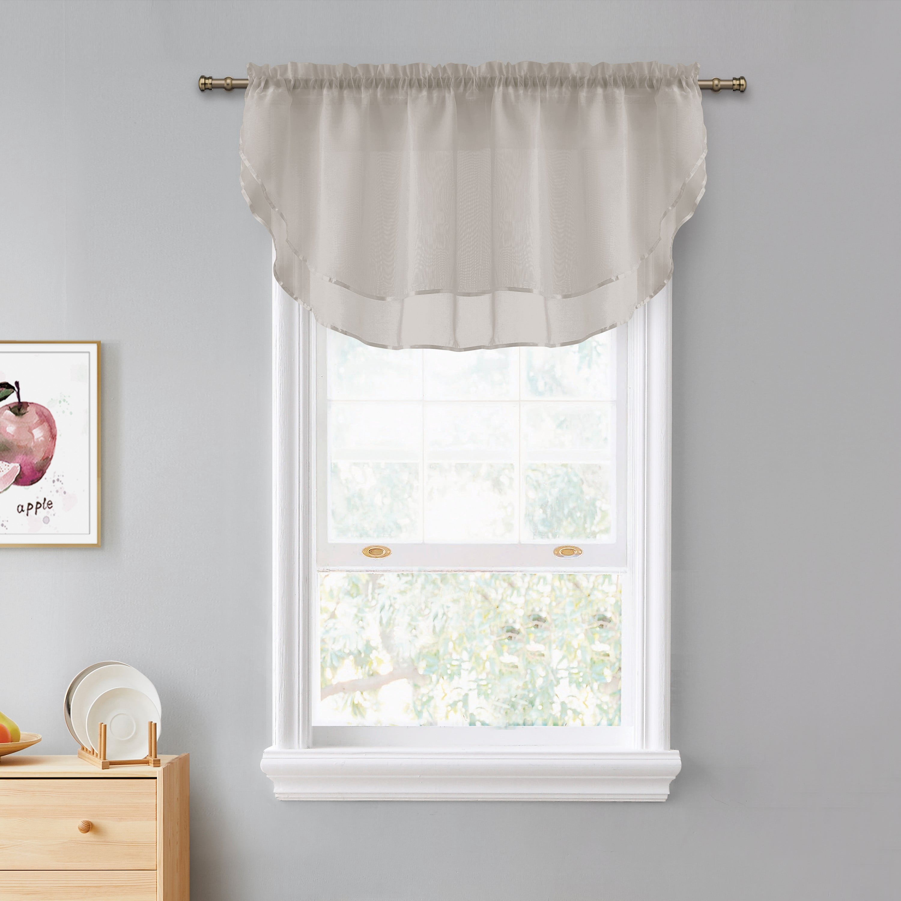 VCNY Home Infinity Silver Decorative Lightweight Tiered Window Valance ...