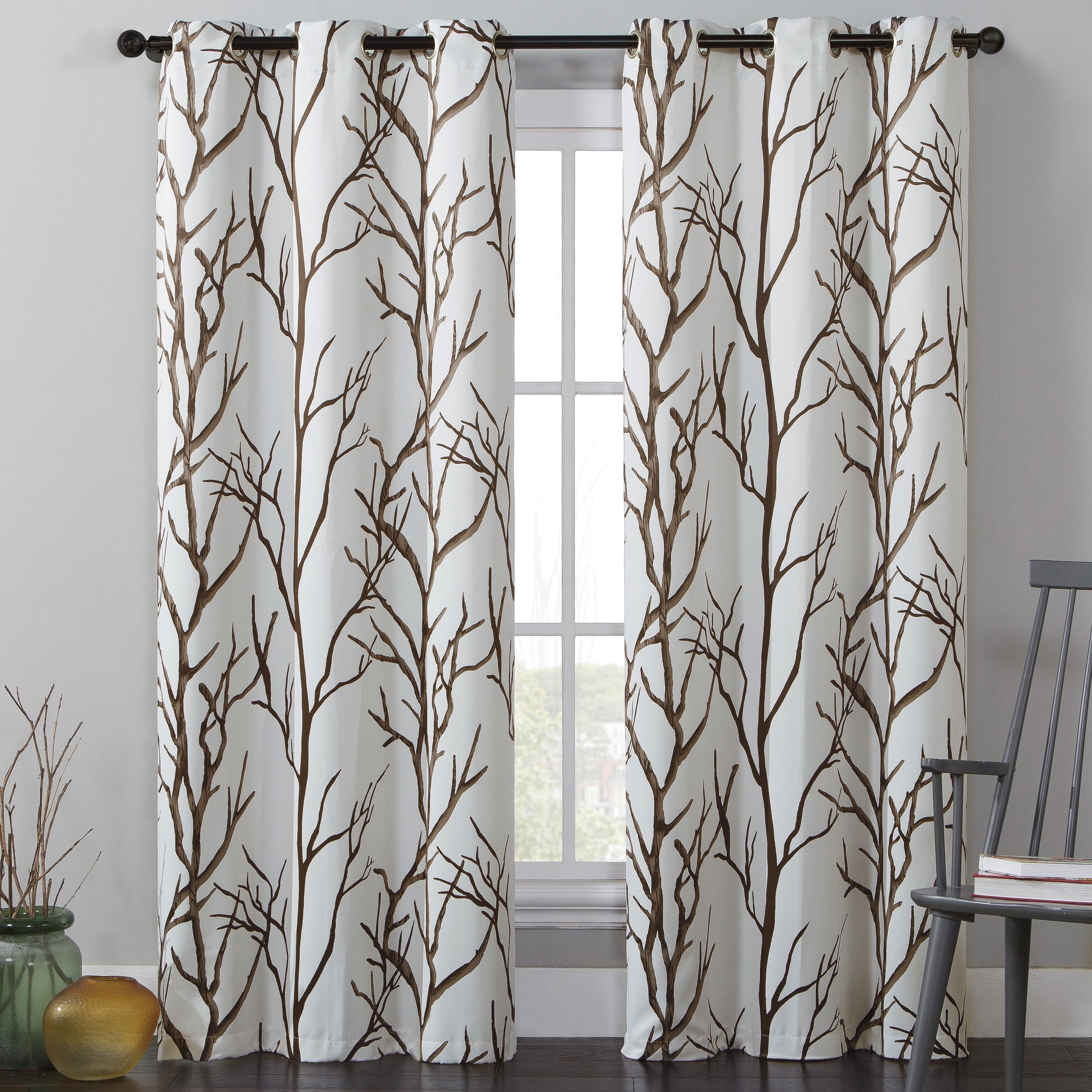 VCNY Home Kingdom Beige Branch Blackout Curtain Panel 40 x 84 Polyester ...