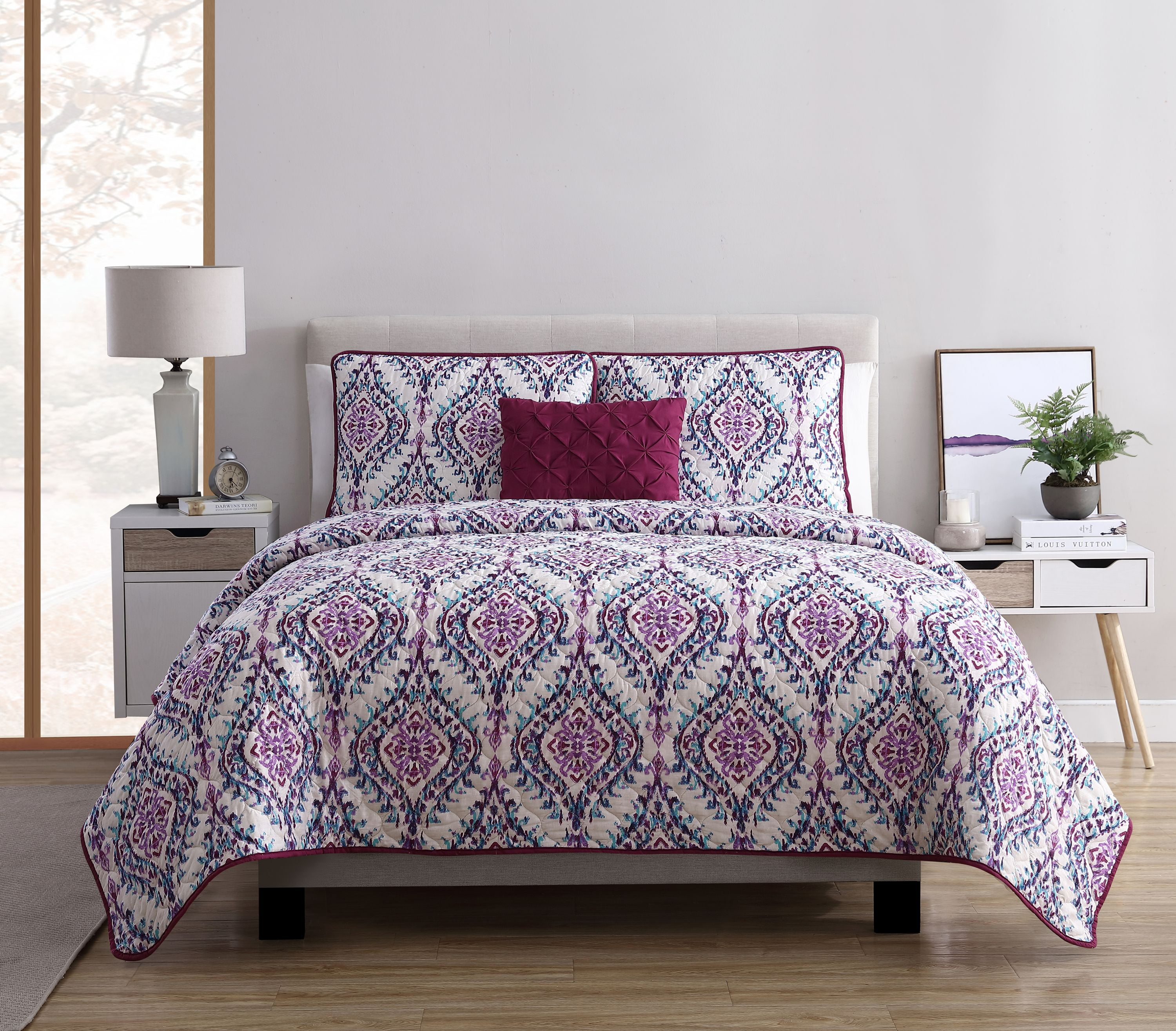 VCNY Home Lyndon Ogee Quilt Set, Full/Queen, Purple - Walmart.com