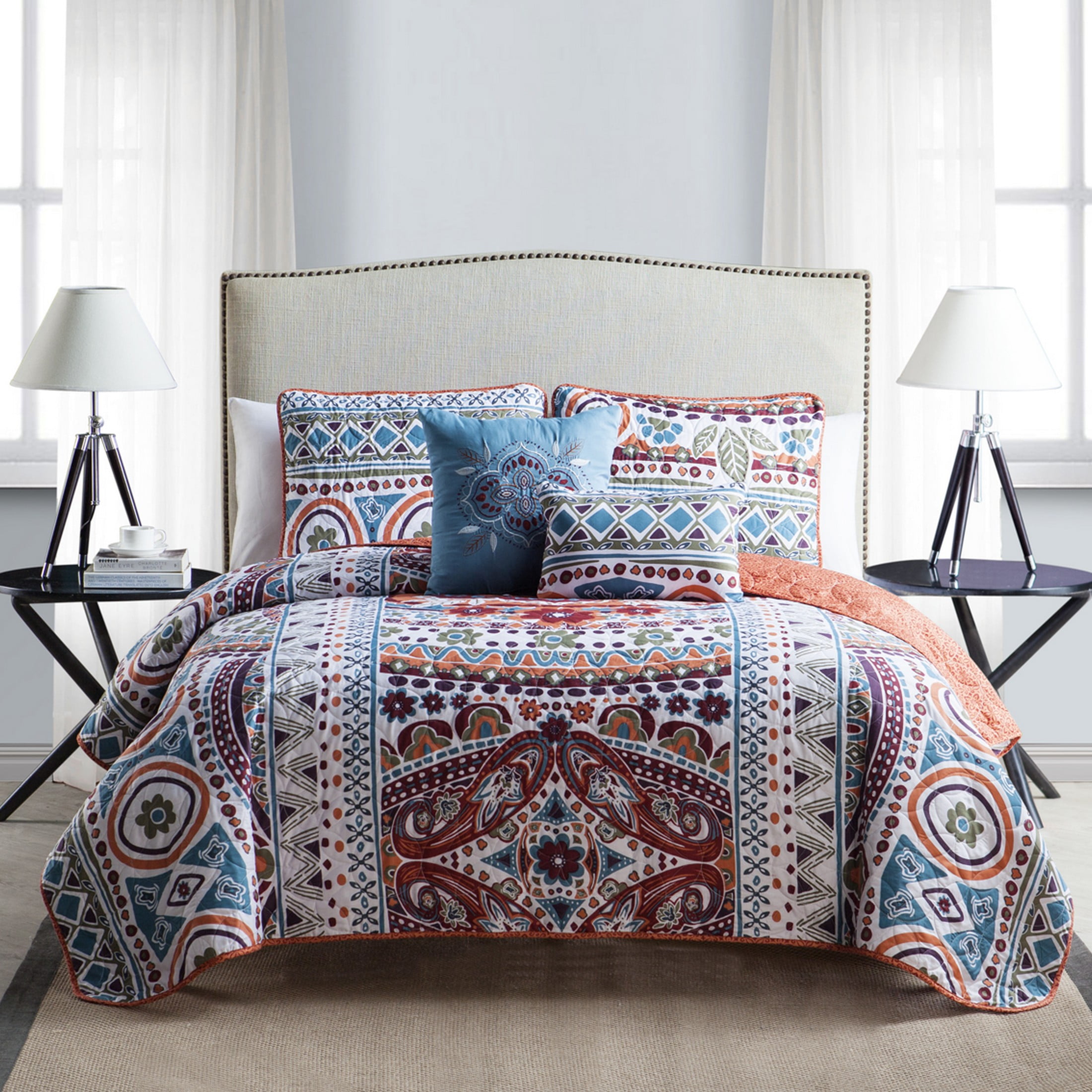 VCNY Home Natasha 5-Piece Multicolor Geometric Reversible Quilt Set ...