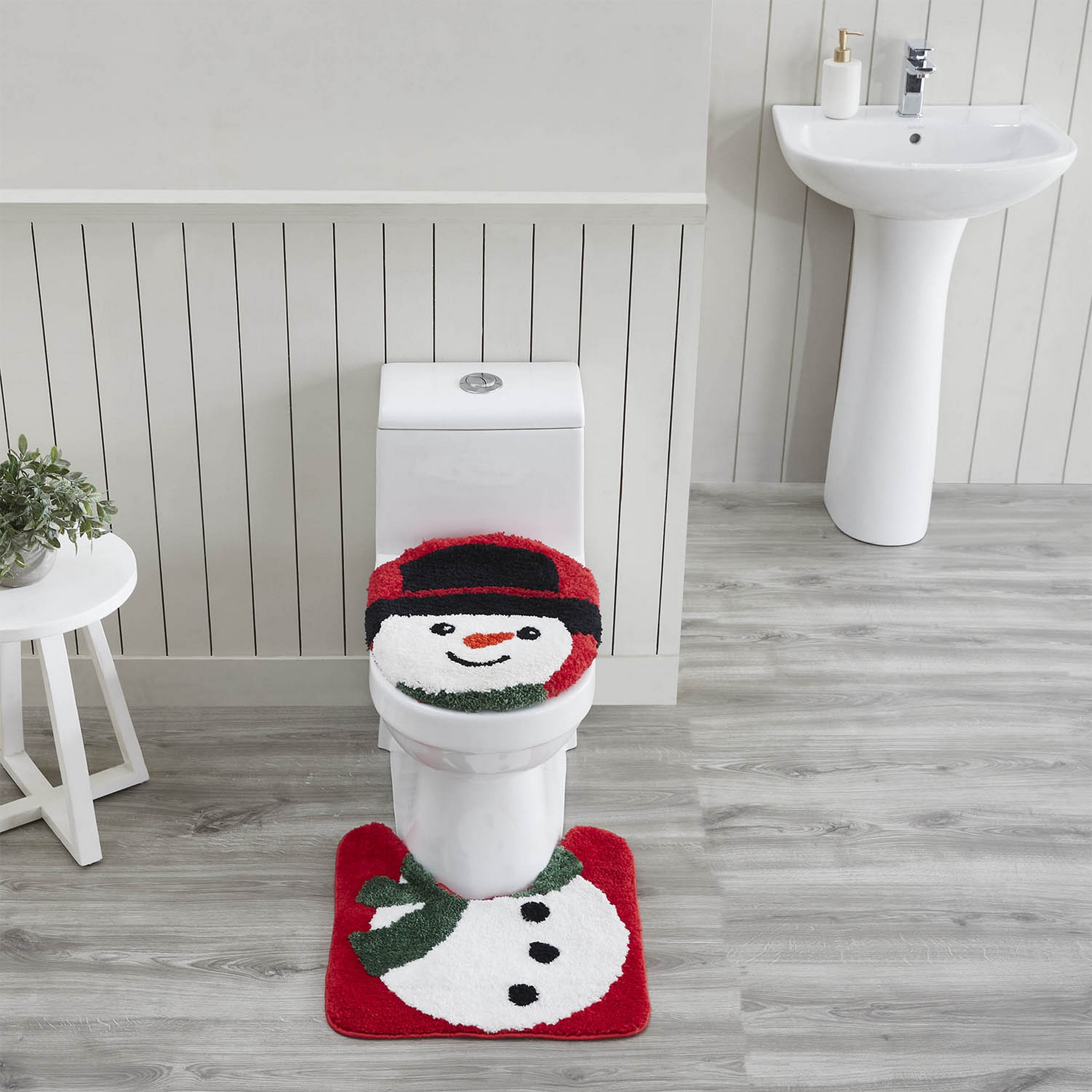 VCNY Home Snowman Christmas Bath Rug Set, 2-Piece Festive Polyester ...
