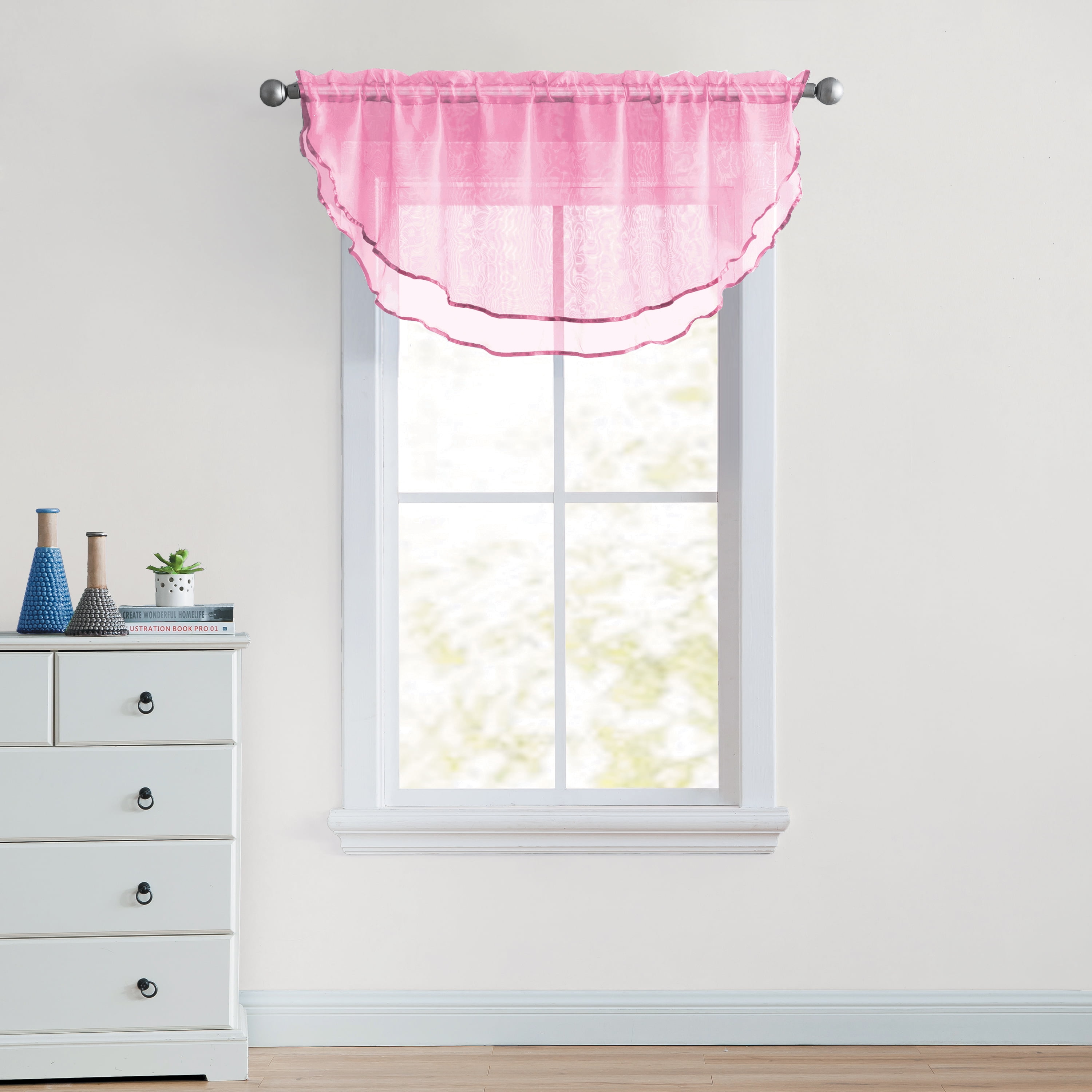 VCNY Home Ultra Luxurious Sheer Voile Double Layered Ascot Window ...