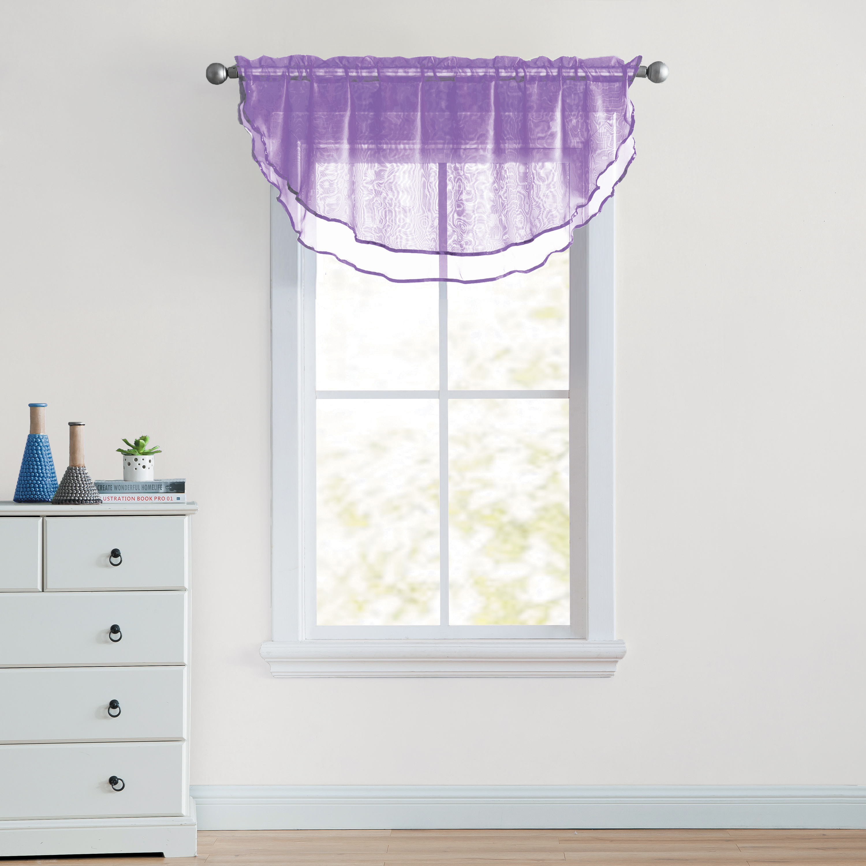 VCNY Home Ultra Luxurious Sheer Voile Double Layered Ascot Window ...