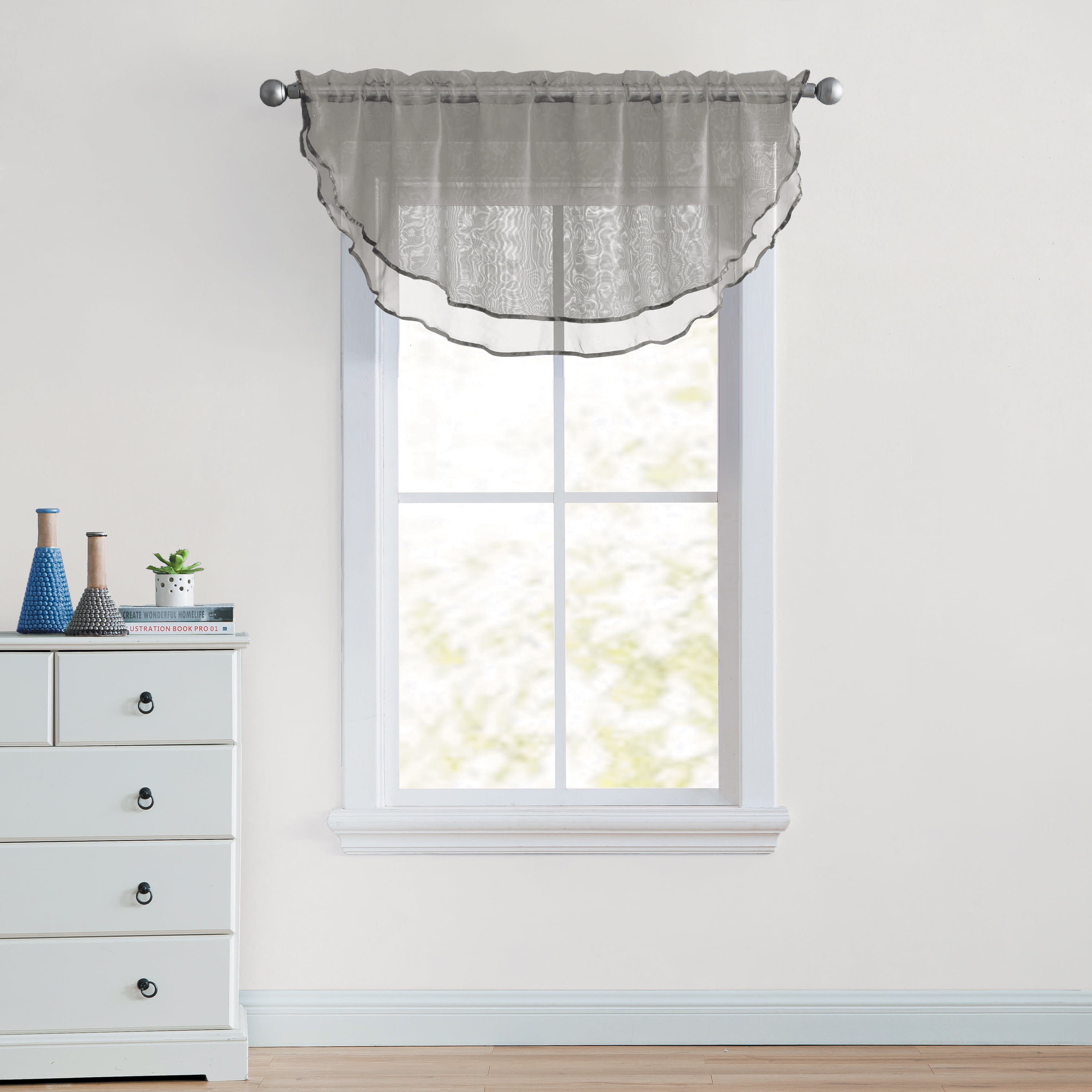 VCNY Home Ultra Luxurious Sheer Voile Double Layered Ascot Window ...
