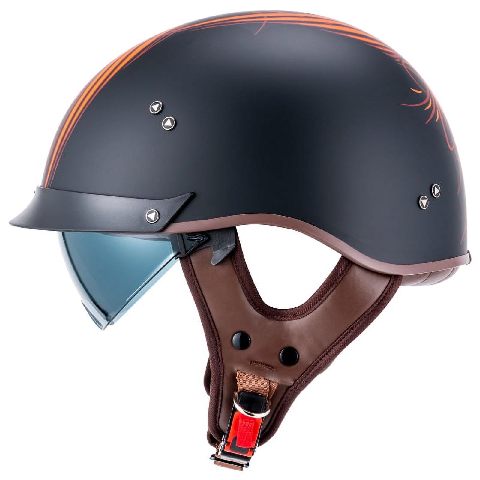 VCOROS Motorcycle Half Helmet Sun Visor Quick Release Buckle DOT ...