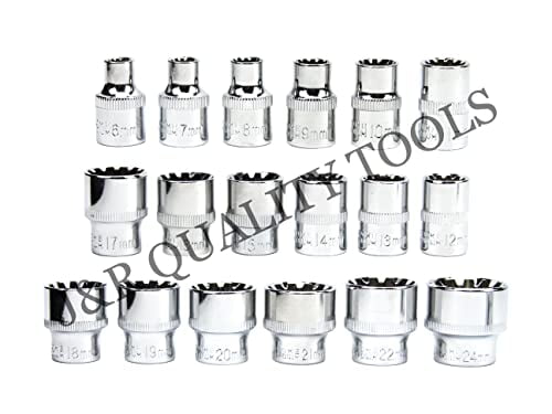 VCT 18 Pc 3/8" Drive Universal Spline Socket Set Metric Socket Tool Set ...