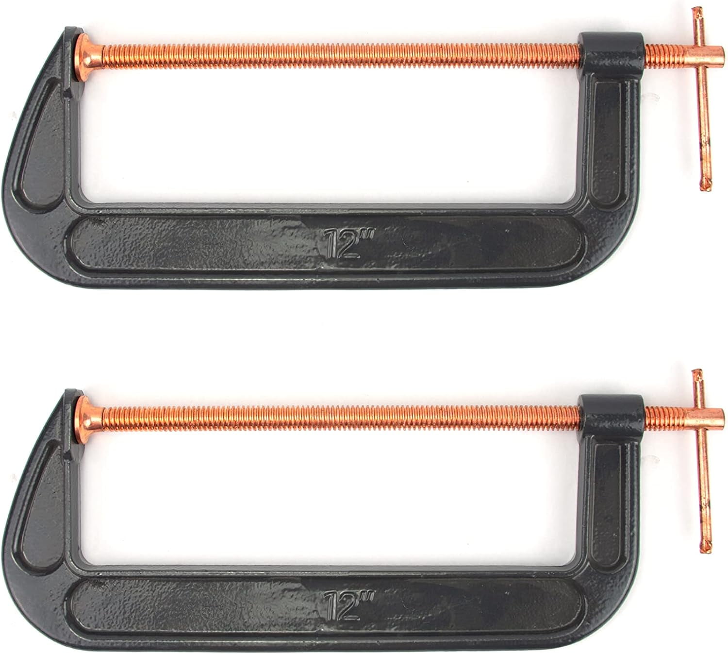 VCT 2 Pack 12" Inch C-Clamp w/Iron Body & Copper Plated Steel Screw C ...