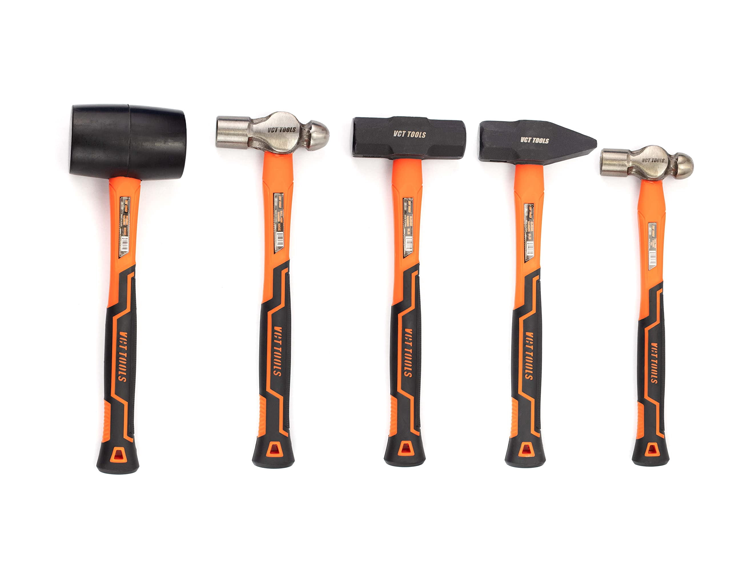 VCT 5pc Hammer & Mallet Set, 16oz Ball-Pein Hammer, 32oz Ball-Pein ...