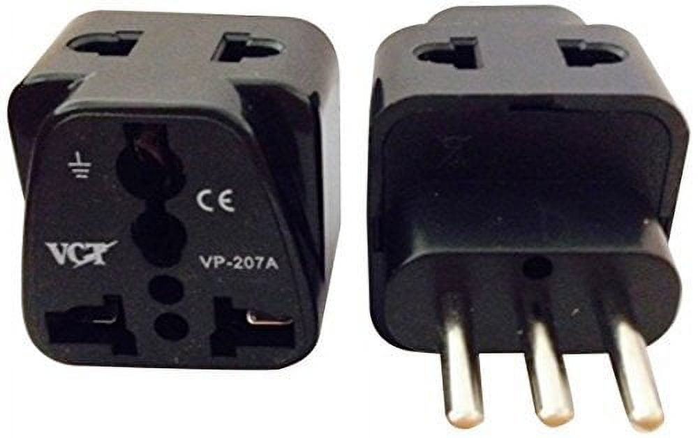 VCT VP-207A/W Universal US to Italy Travel Power Plug Adapter Grounded ...