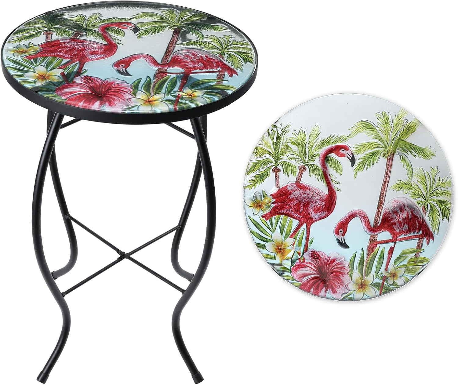 VCUTEKA Patio Side Table Outdoor Accent Table Small Mosaic Table Coffee ...