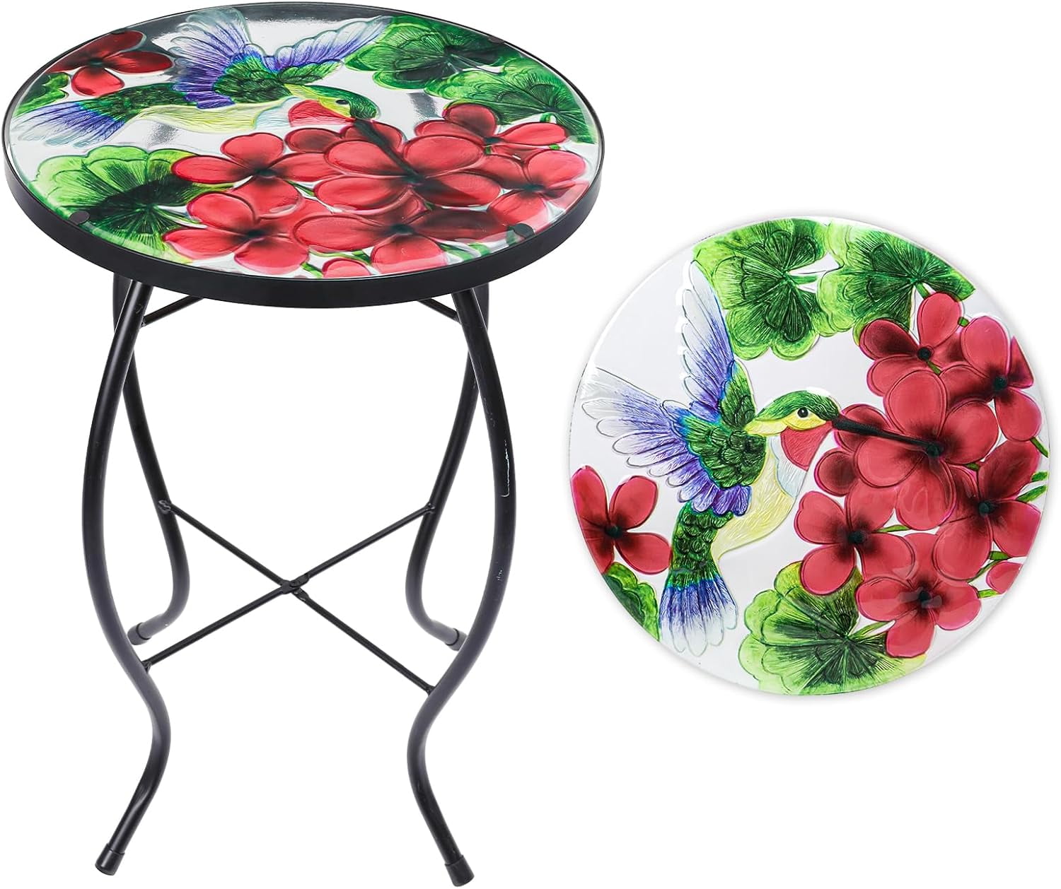 VCUTEKA Patio Side Table Outdoor Accent Table Small Mosaic Tables ...