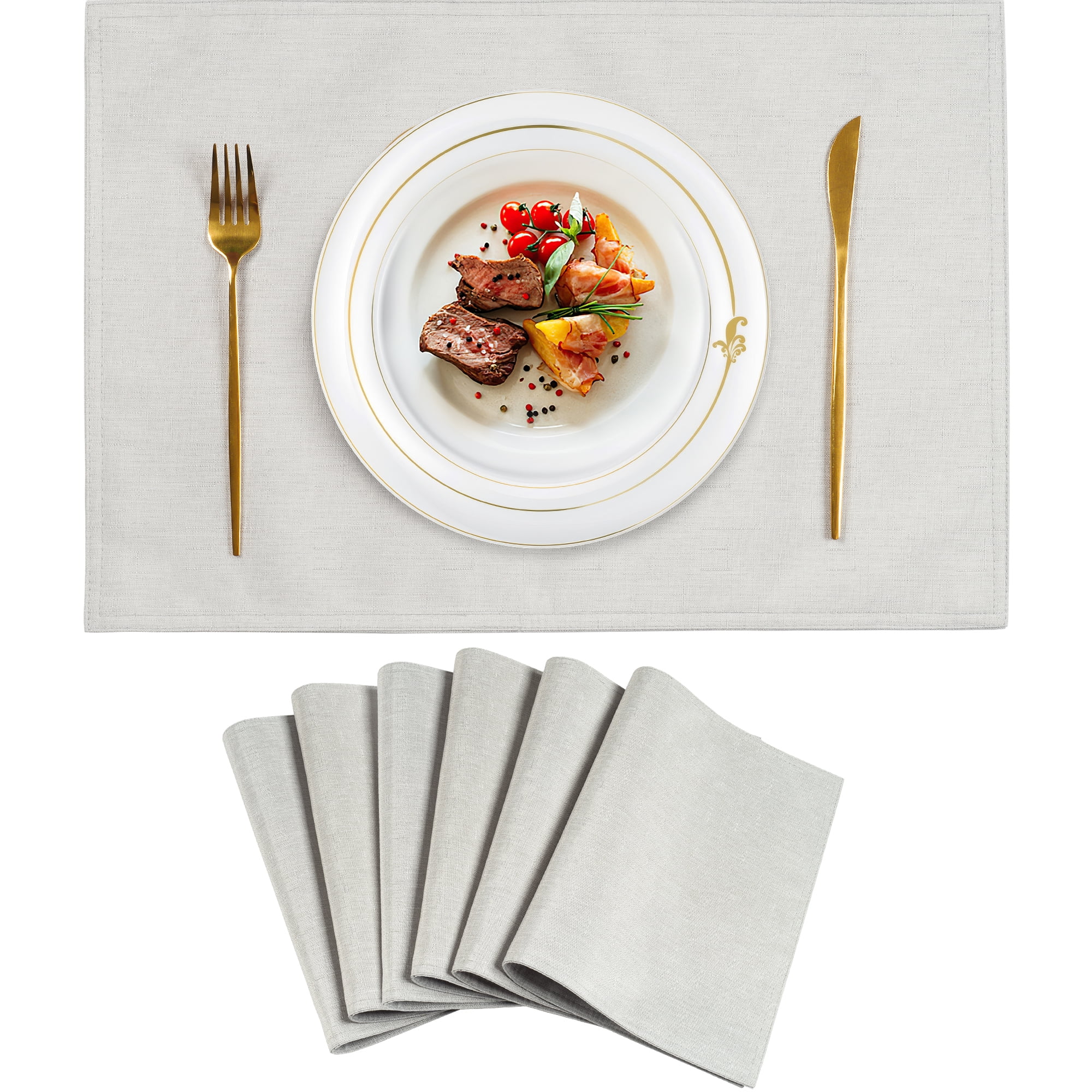 VCVCOO Cloth Placemats Set of 6, Machine Washable Durable Linen Table ...