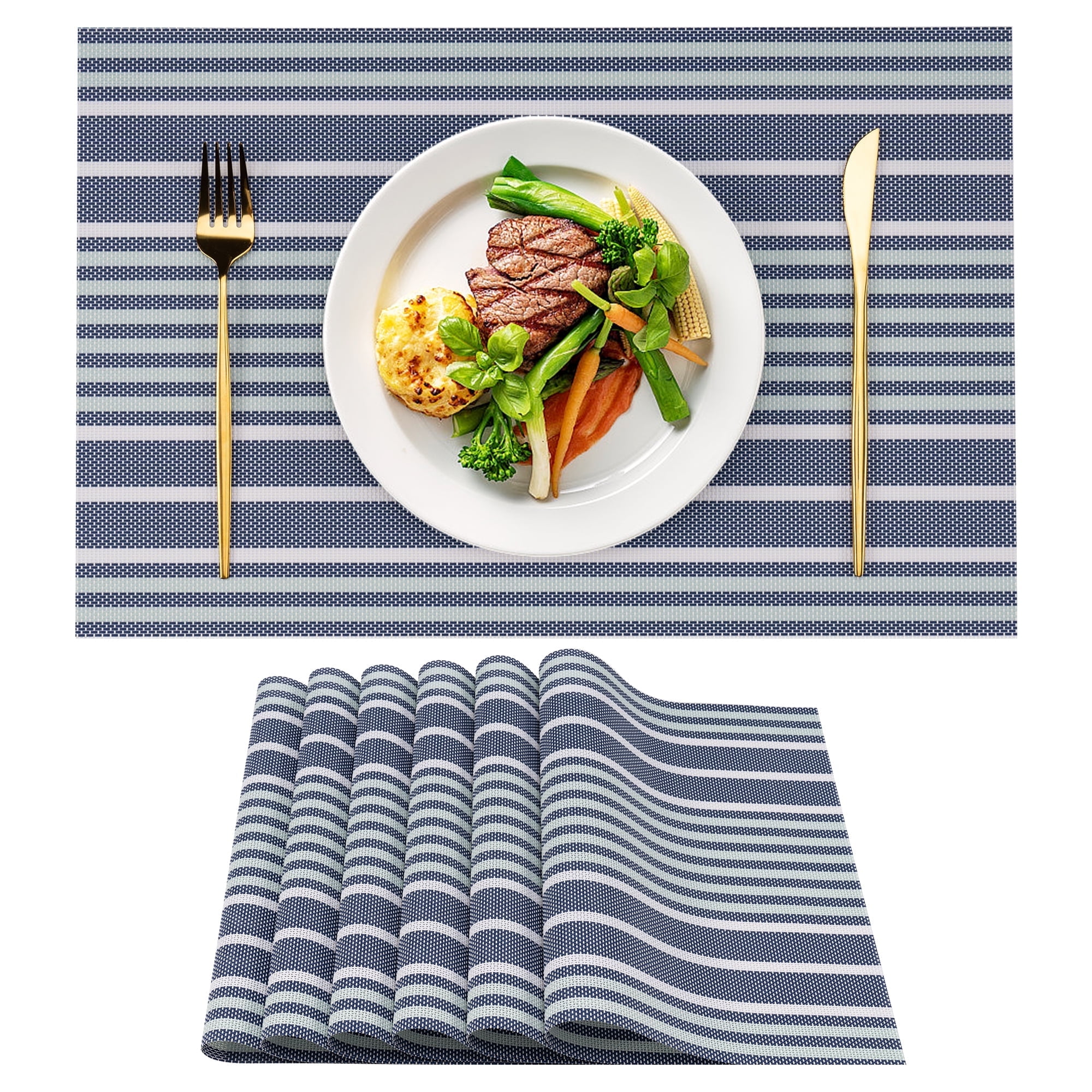 VCVCOO Elegant Placemats Set of 6, Washable Wipeable Vinyl Table Mats ...