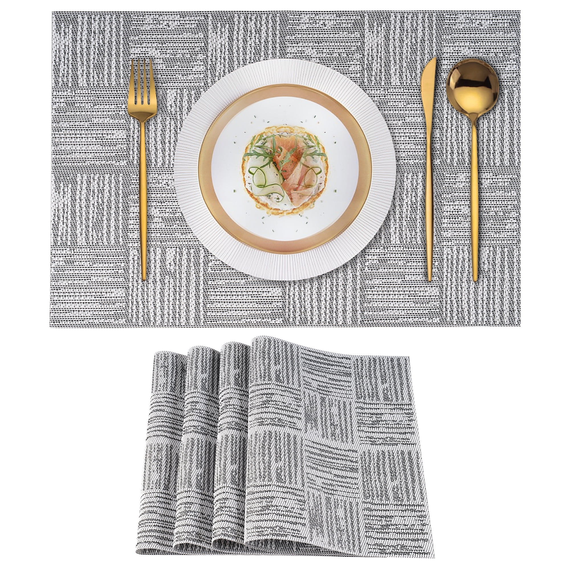 VCVCOO PVC Placemats Set of 4, Heat Resistant Non-Slip Vinyl Placemats ...
