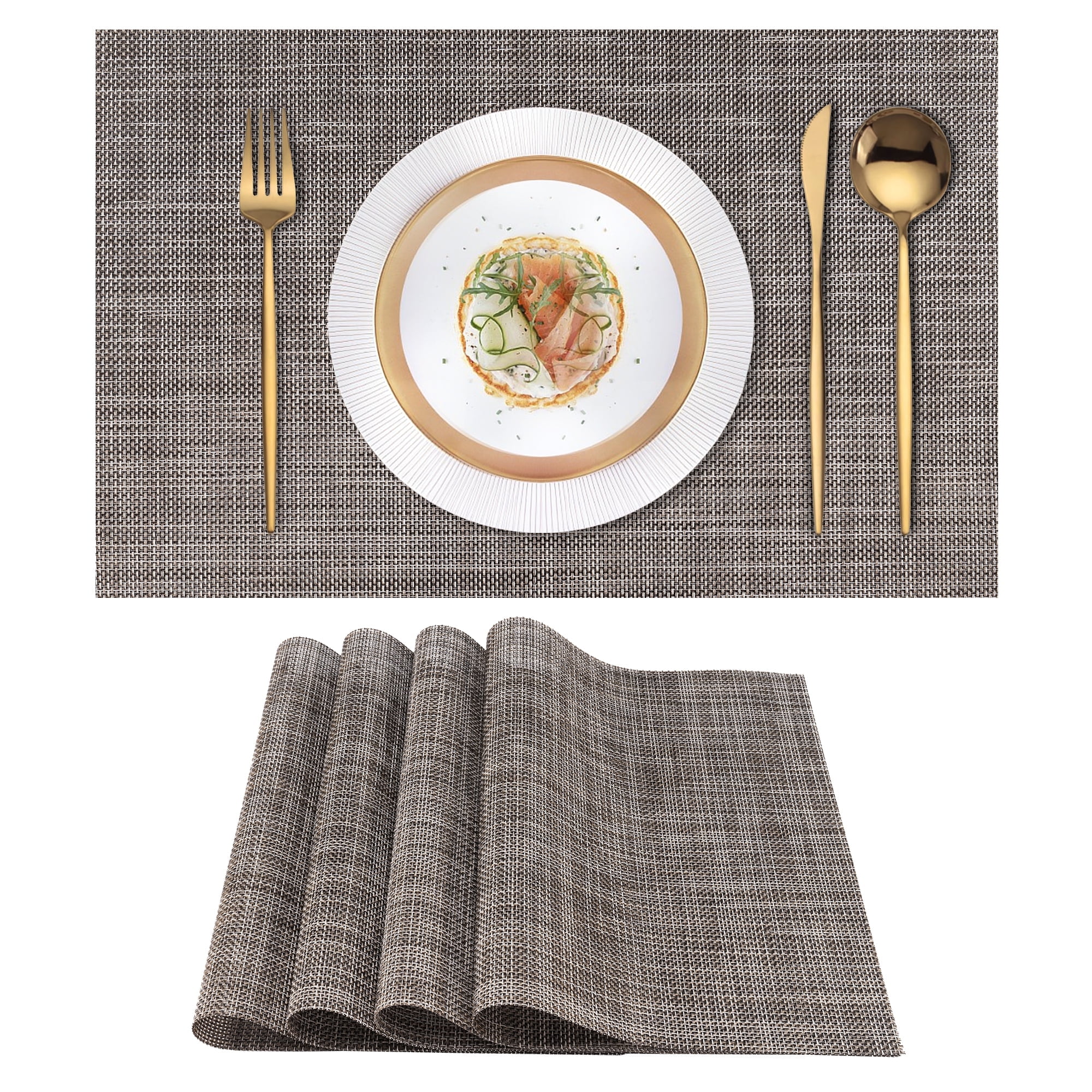 VCVCOO Placemats Set of 4, Vinyl Woven, Indoor Outdoor Dining Table ...