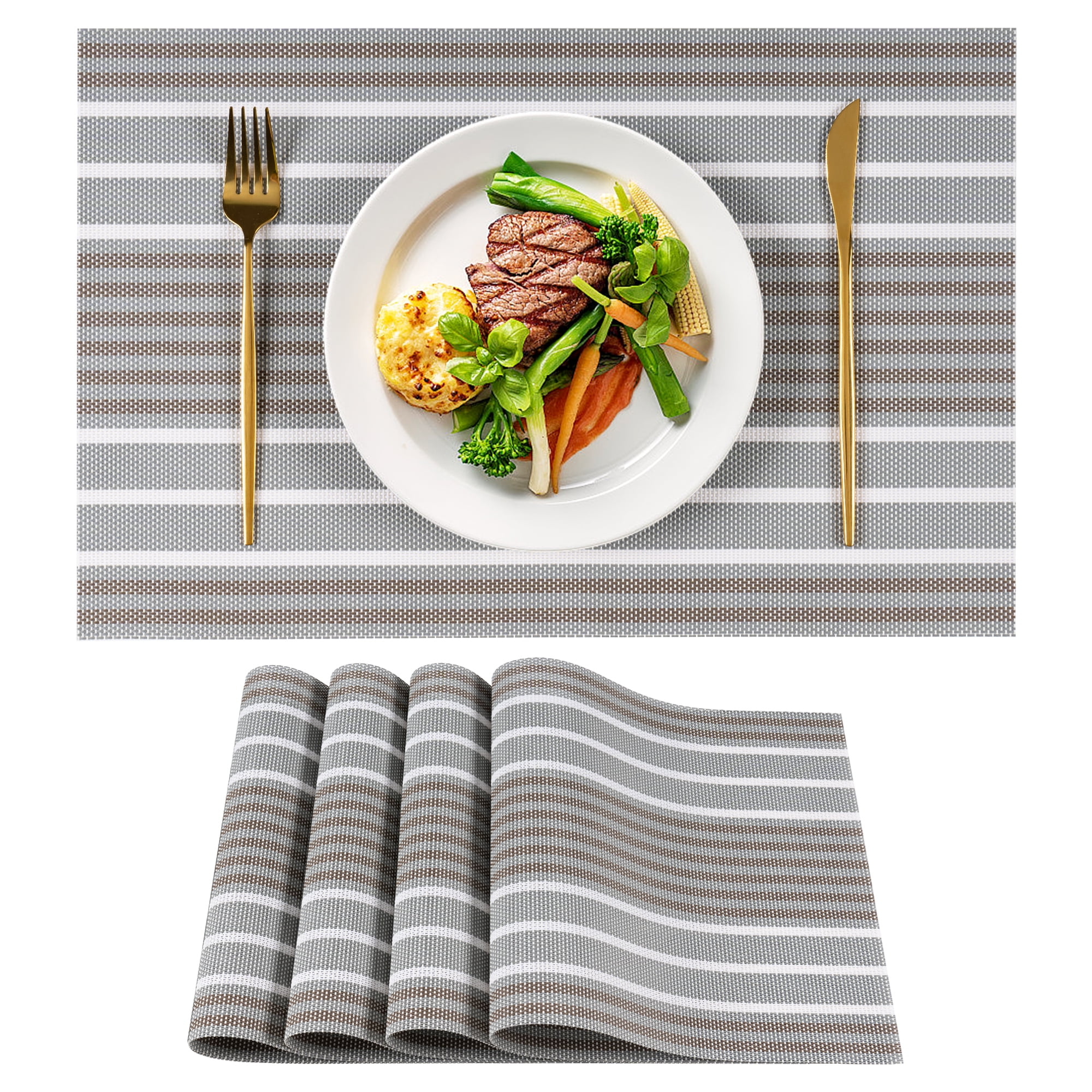 VCVCOO Woven Placemats Set of 4, Heat Resistant Plastic Place Mats ...