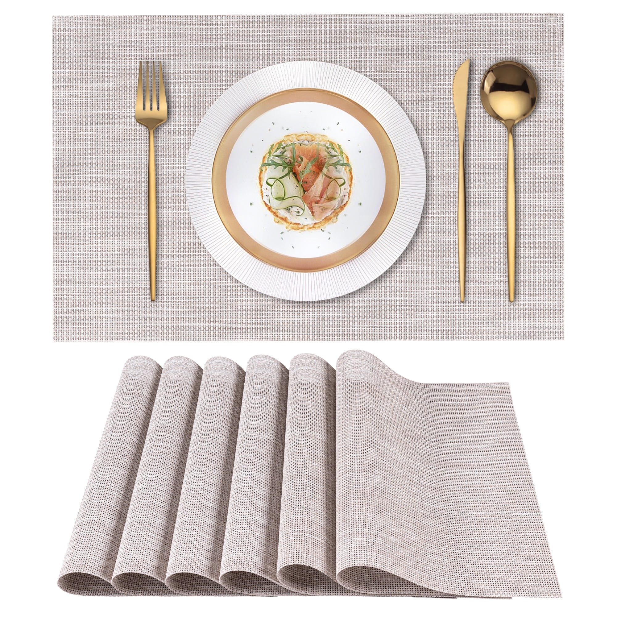 VCVCOO Placemats Set of 6, Washable Vinyl Table Mats 12x18 inches for ...