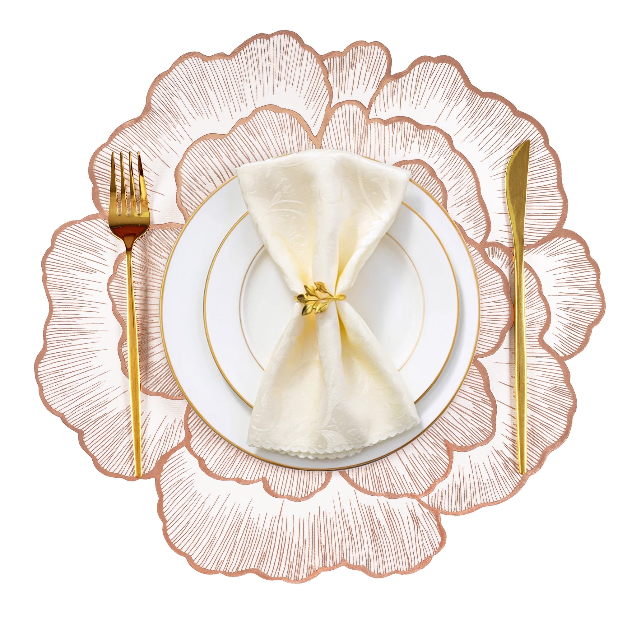 VCVCOO Round Placemats Set of 4, 15 inch PVC Vinyl Flower Placemats ...