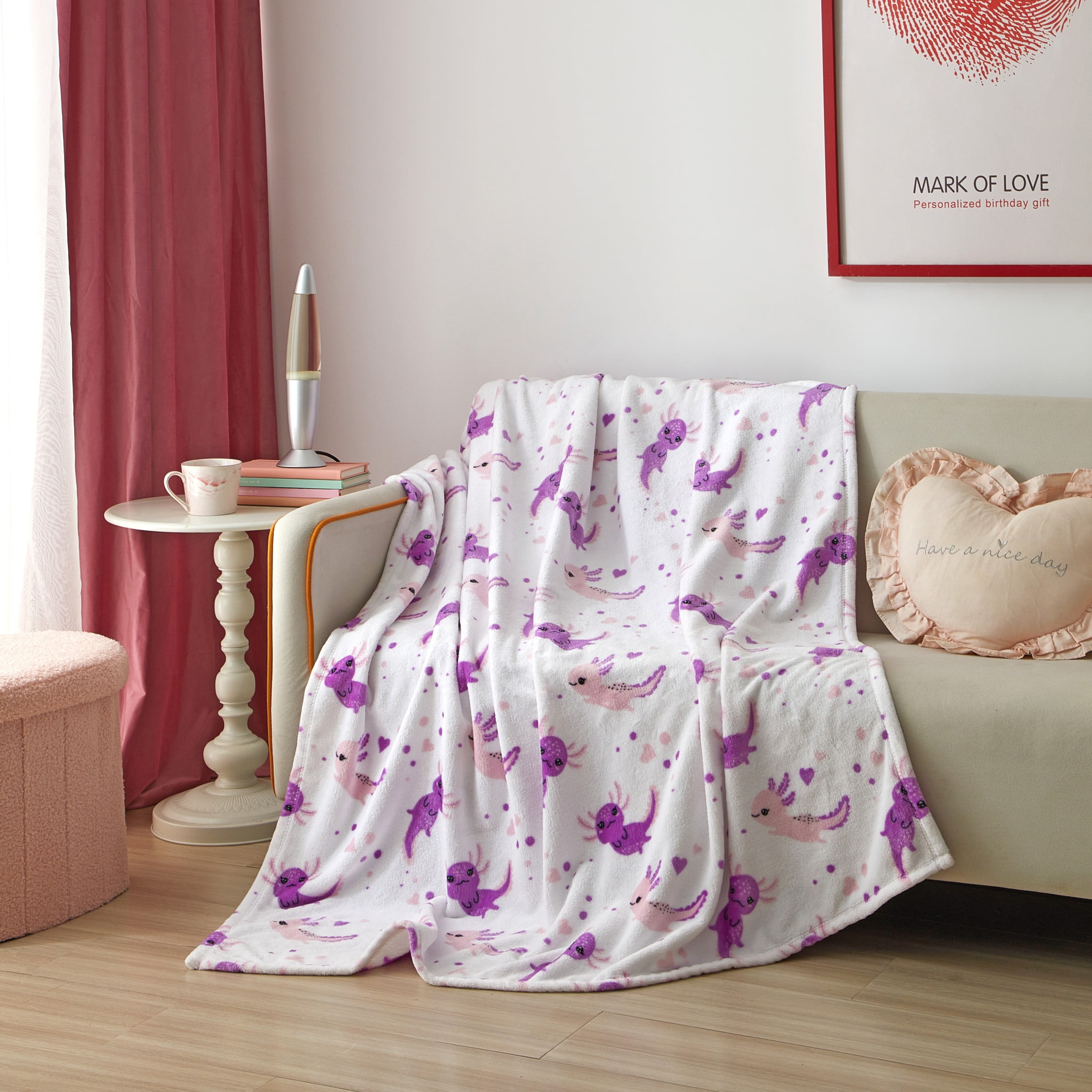 Axolotl Valentine's Day Plush Throw Blanket 50"x60", by Way To ...