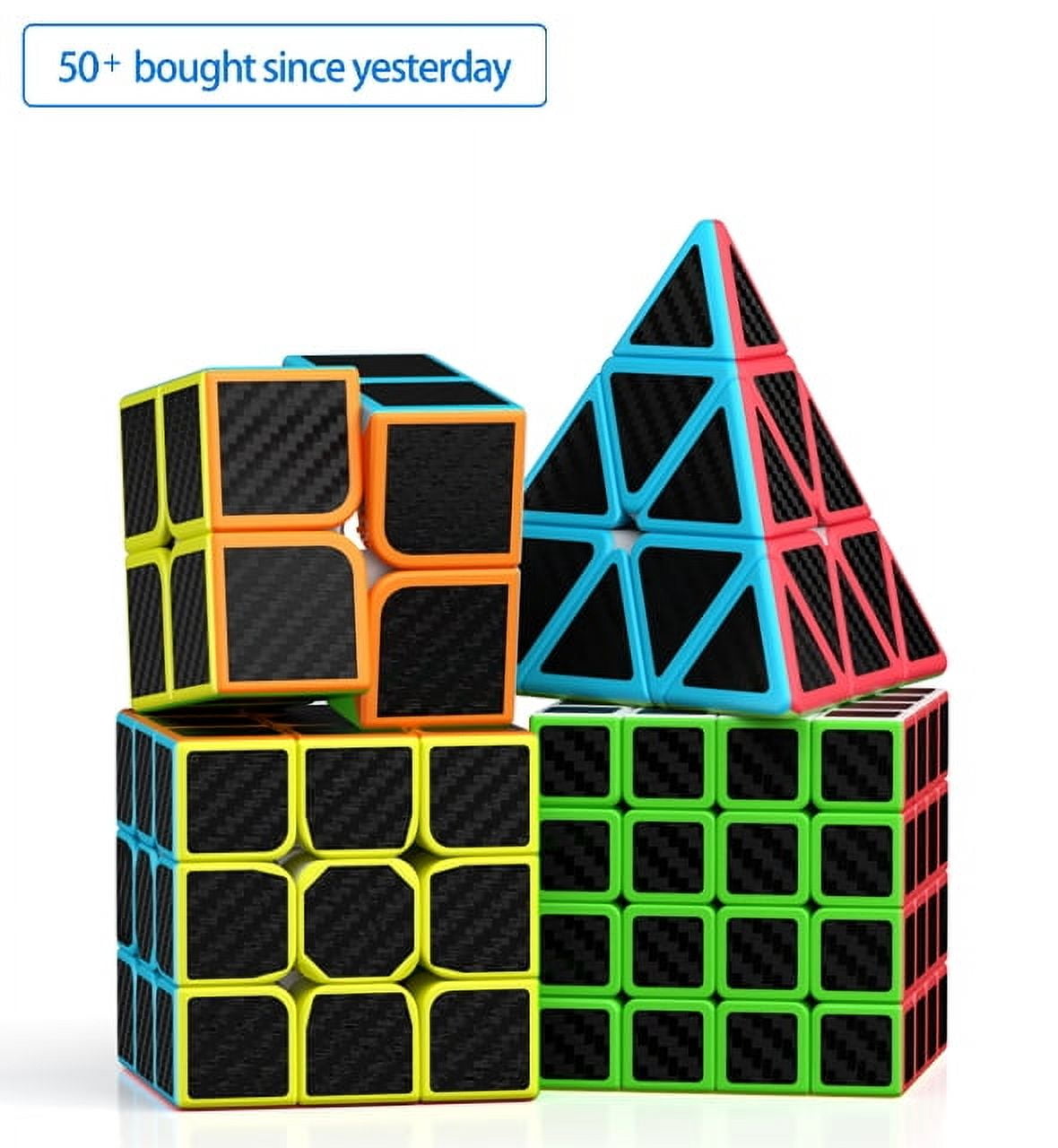 VDEALEN Speed Cube Set, 2X2 3X3 4X4 Pyramid Cube Carbon Fiber Puzzle ...