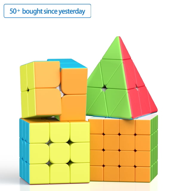 VDEALEN Speed Cube Set, 2X2 3X3 4X4 Pyramid Cube Stickerless Fast Cube ...