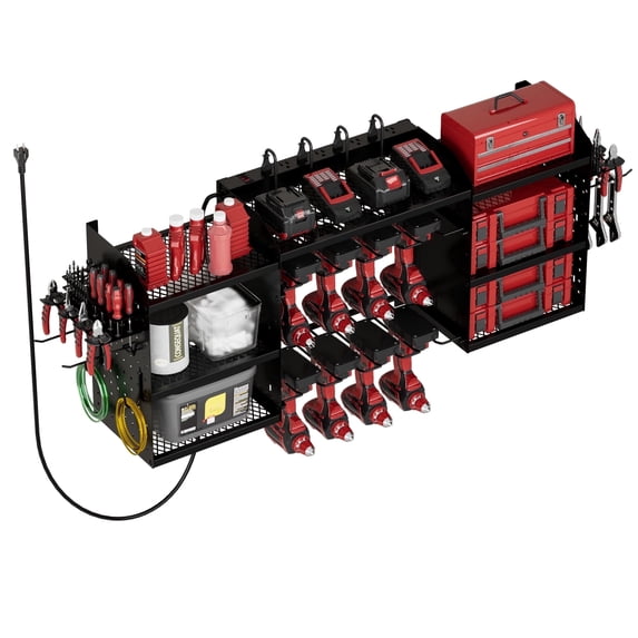 VDEVY Wall Mount Power Tool Organizer, 51" Heavy-Duty Metal Garage ...