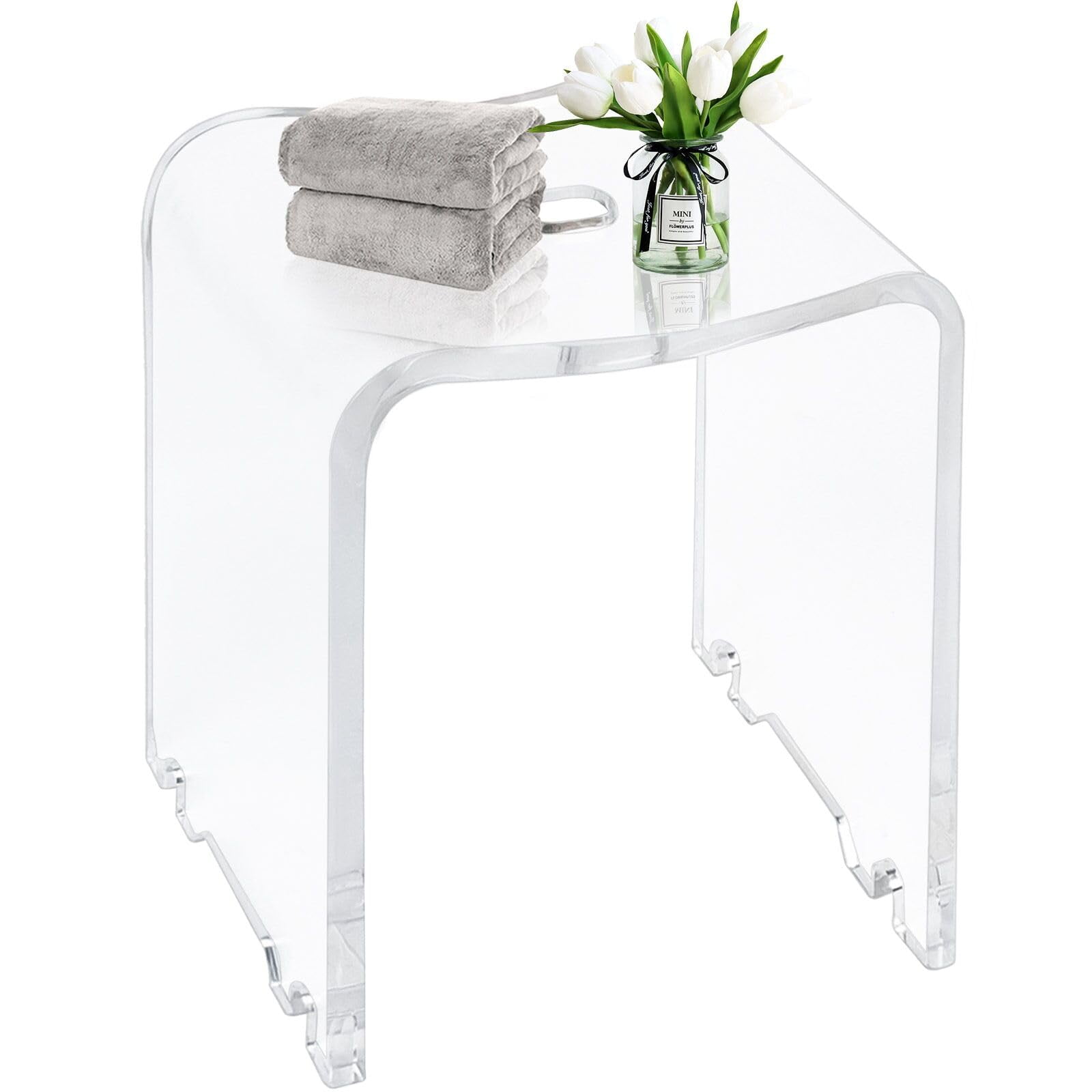 VDGPWA Acrylic Shower Bench, Clear Shower Stool Bath Seat with Anti ...