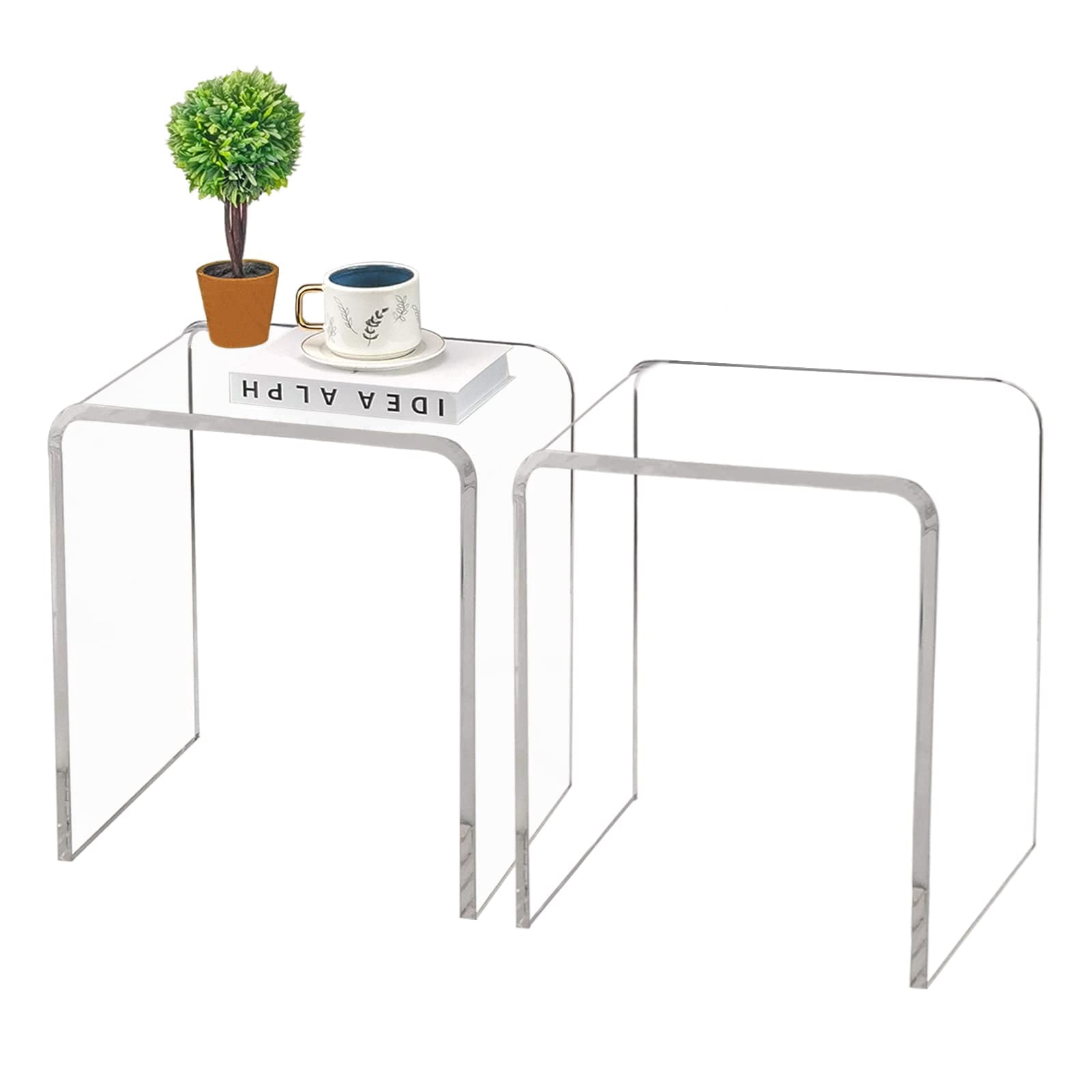 VDGPWA U-Shape Acrylic Side Table, 16" L x 12" W x 18" H x 3/5" Thick ...
