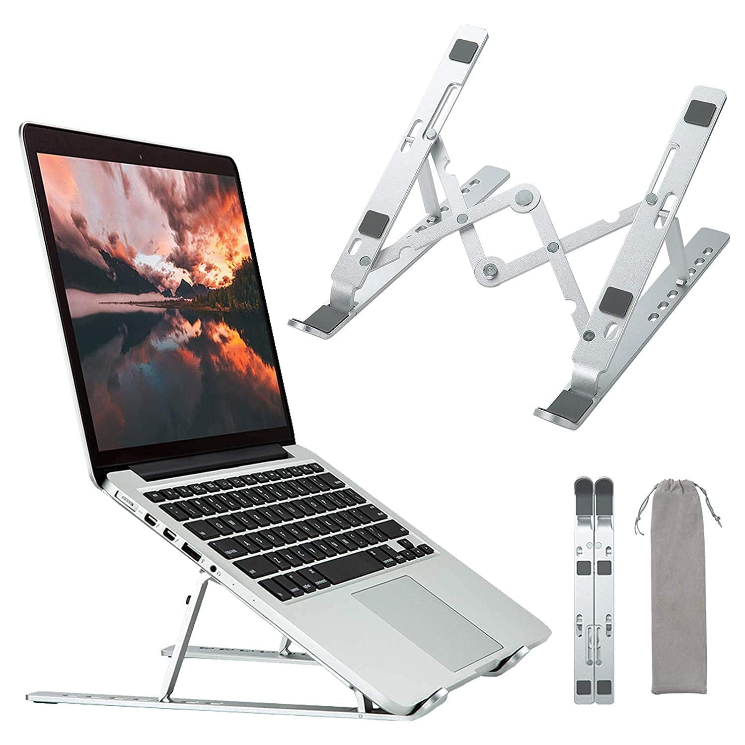 VDHJA 6 Angle Aluminum Laptop Stand Portable Adjustable Ventilated ...