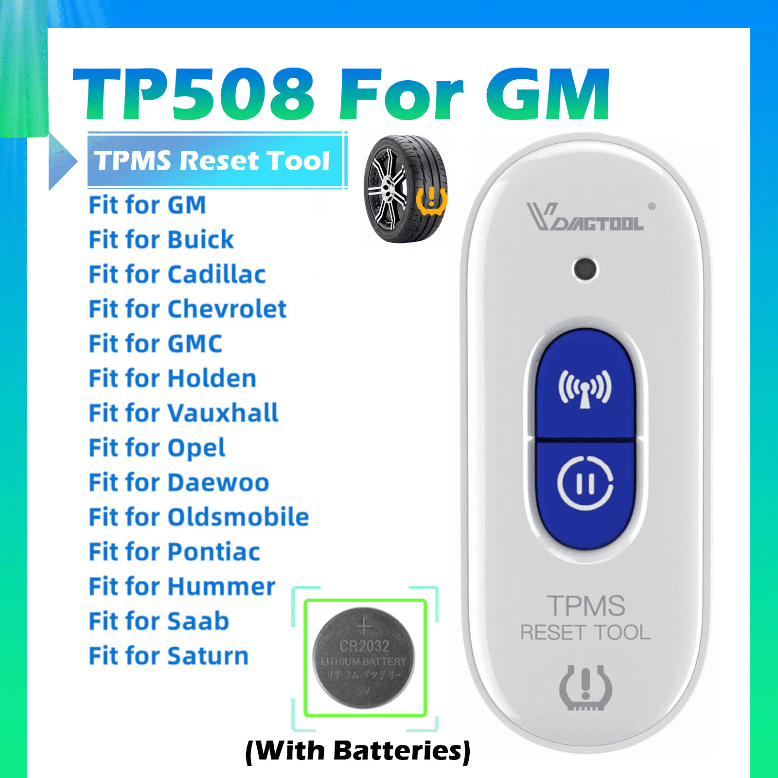 VDIAGTOOL TP508 TPMS Reset Tool for GM, Tire Pressure Sensor Activation ...