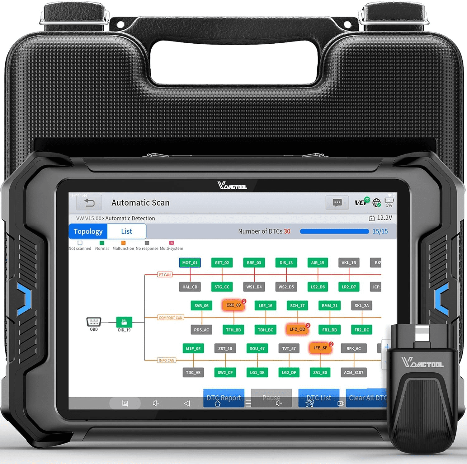VDIAGTOOL VD80BT Wireless OBD2 Scanner with Topology Mapping, ECU Cod-ing Full System ...