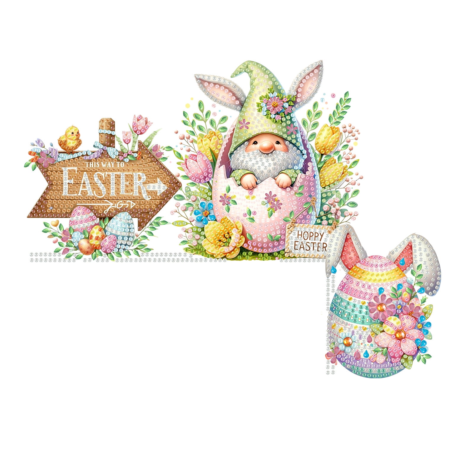 VDIY Diamond Wall Stickers Diamond Art Painting Easter Creative Design ...