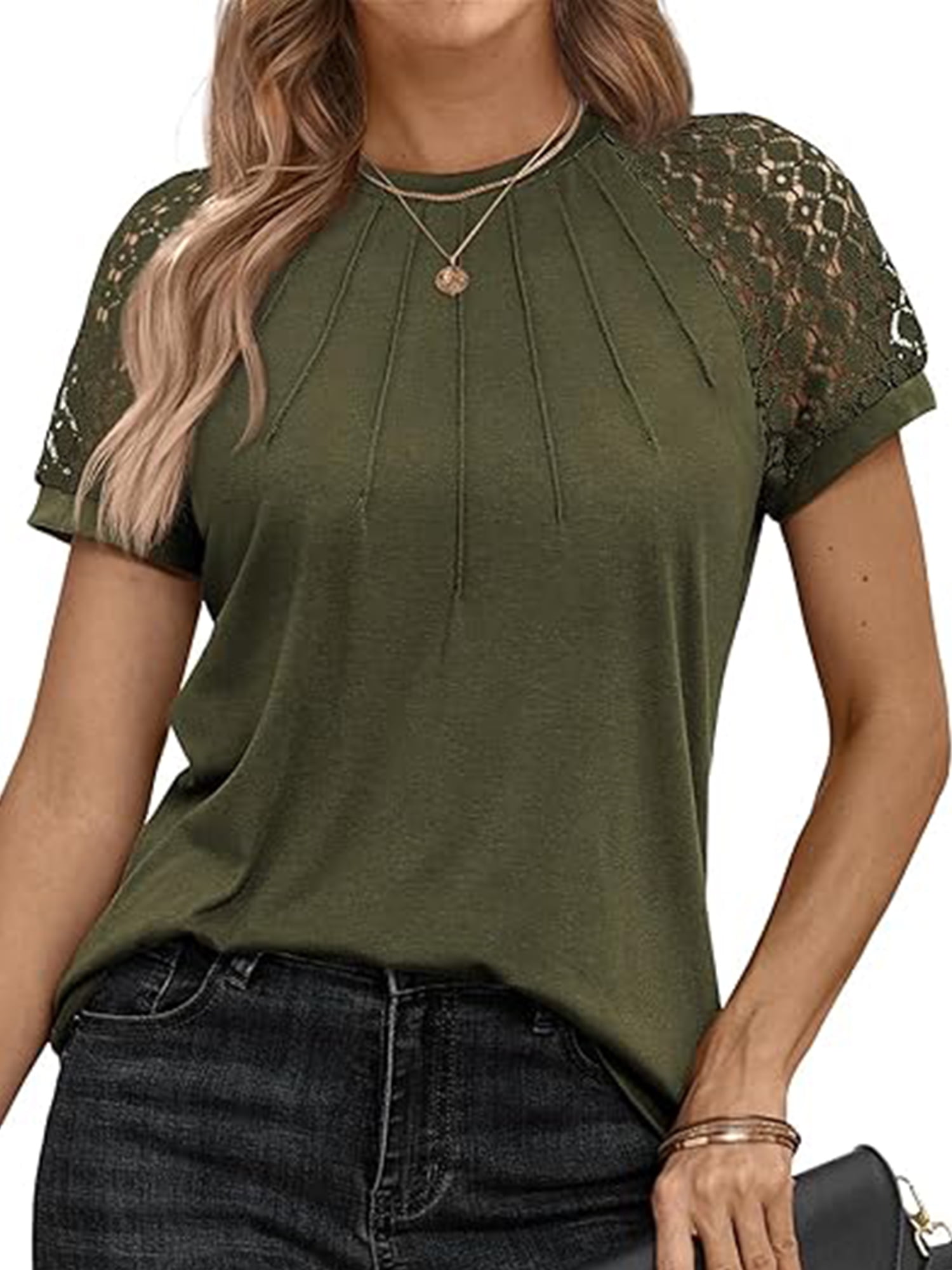 VDJ Dressy Blouses for Women Casual Loose Summer Short Sleeve Casual ...