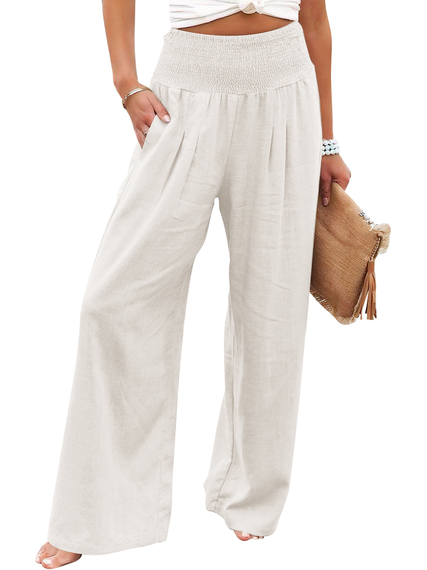 VDJ Women's Casual Wide Leg Pants Business Dress Pants Flowy Baggy ...