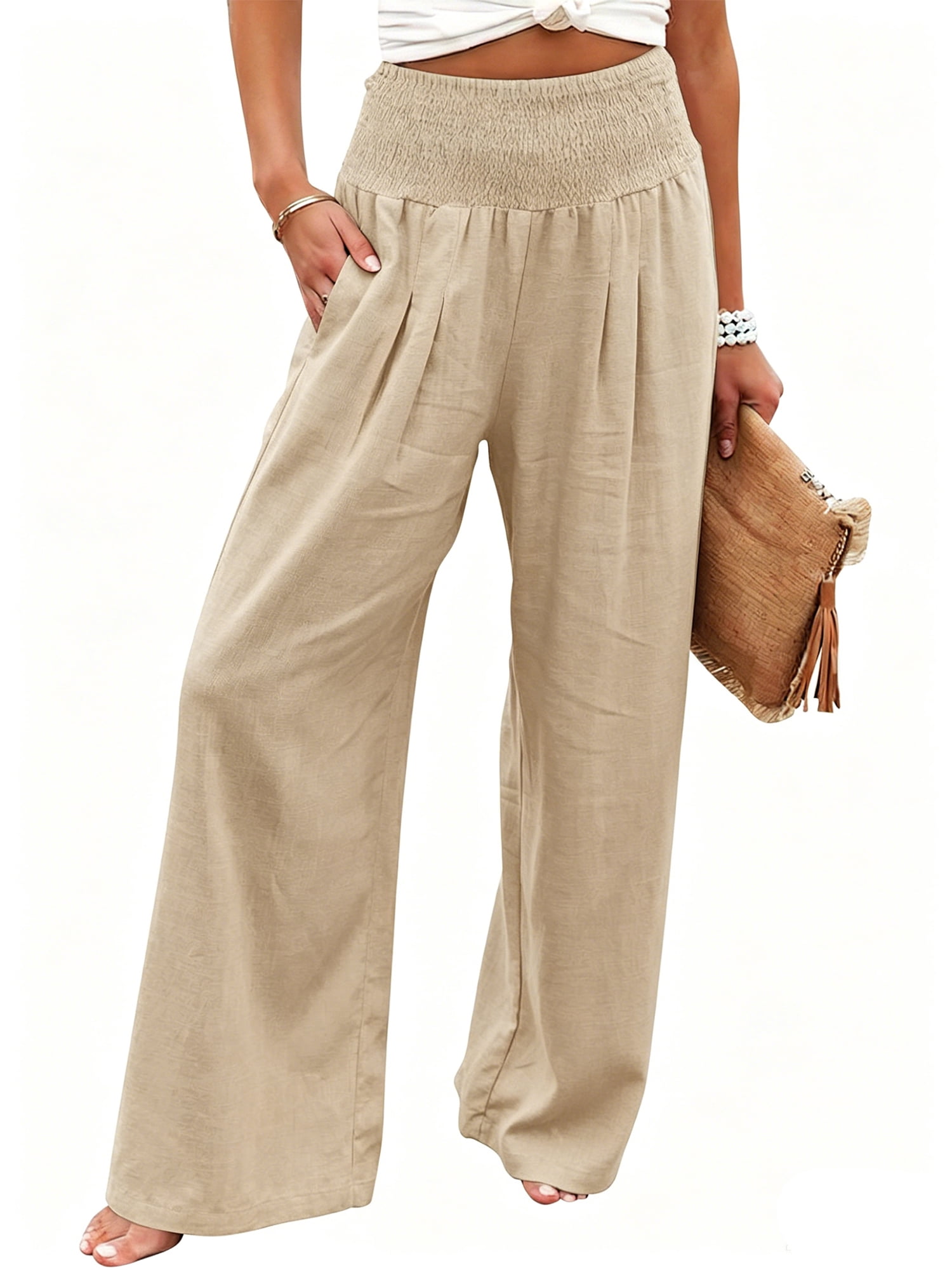 VDJ Women's High Waisted Palazzo Pants XL, Wide Leg Summer Lounge ...