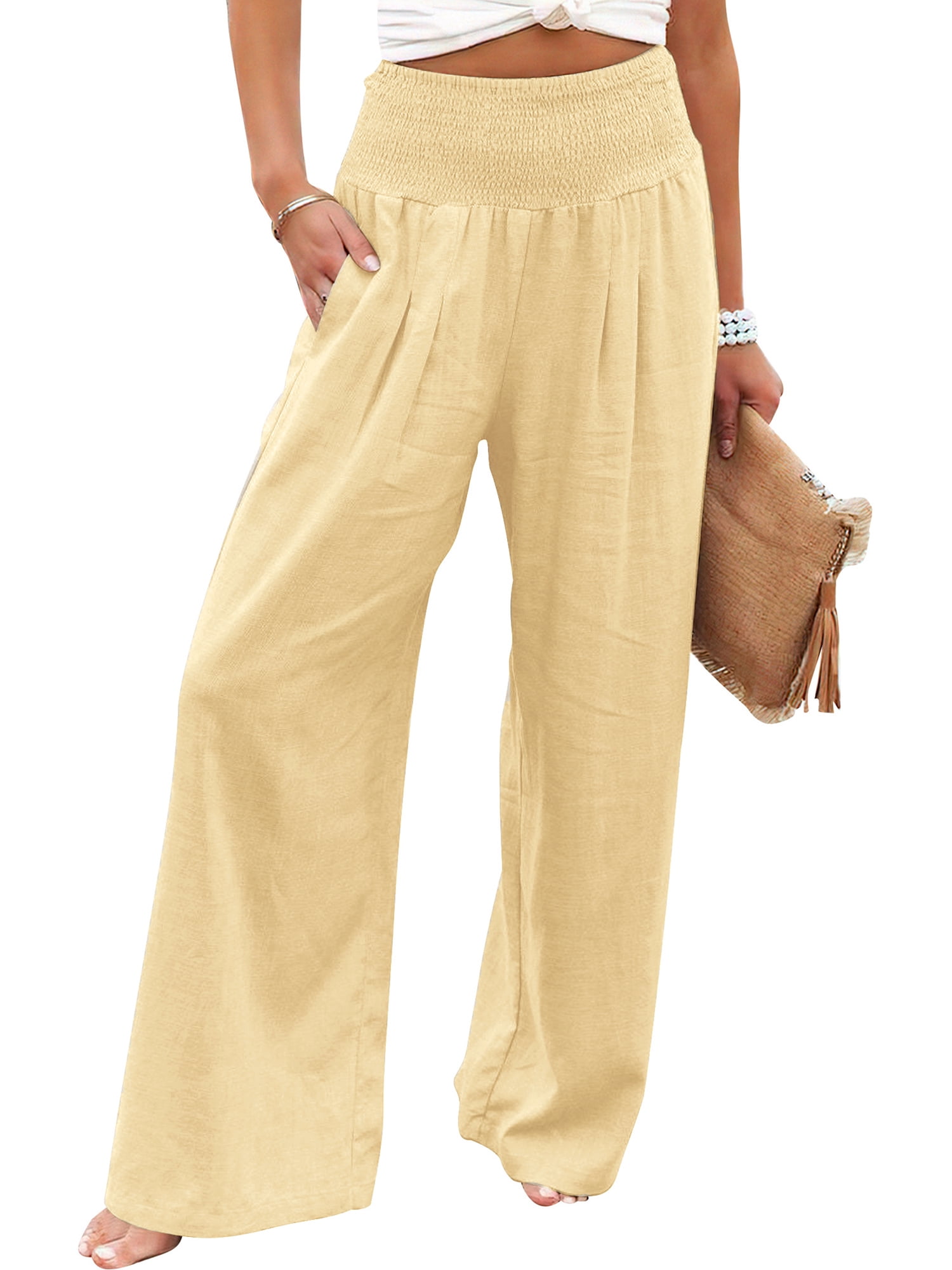 VDJ Women's High Waisted Palazzo Pants XL, Wide Leg Summer Lounge ...