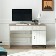 76" Height Computer Desk with Hutch, Farmhouse Office Desk with Sliding ...