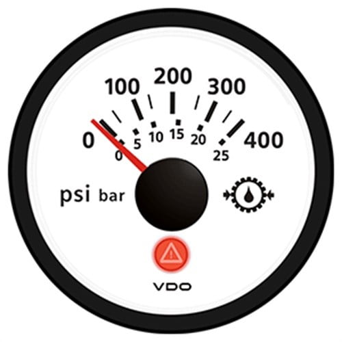 VDO Viewline Ivory 400 PSI/25 bar Gear Pressure Gauge 12/24V - Use with VDO Sender - Walmart.com