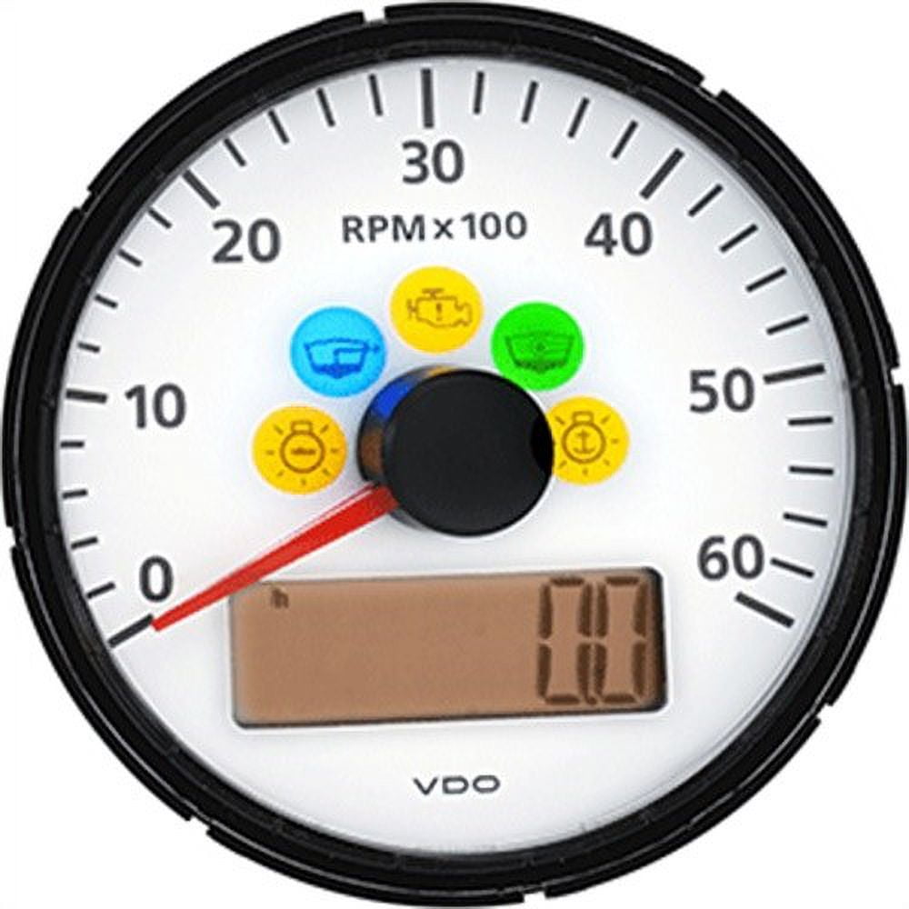 VDO Viewline Ivory 6,000 RPM Marine Tachometer 6000 RPM Tachometer ...