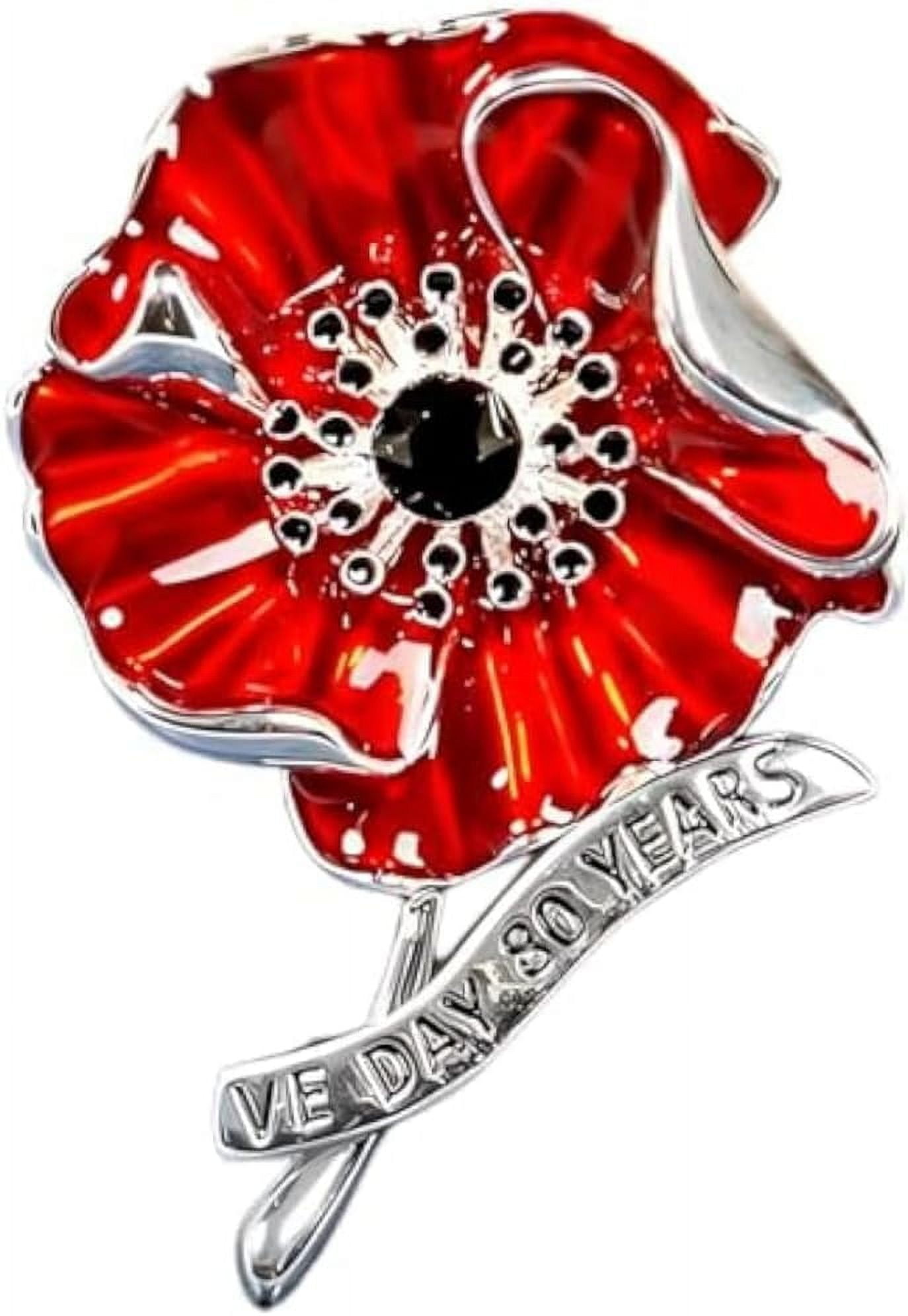 VE Day 80 Poppy Brooch, VE Day 80th Anniversary Remembrance Brooch ...