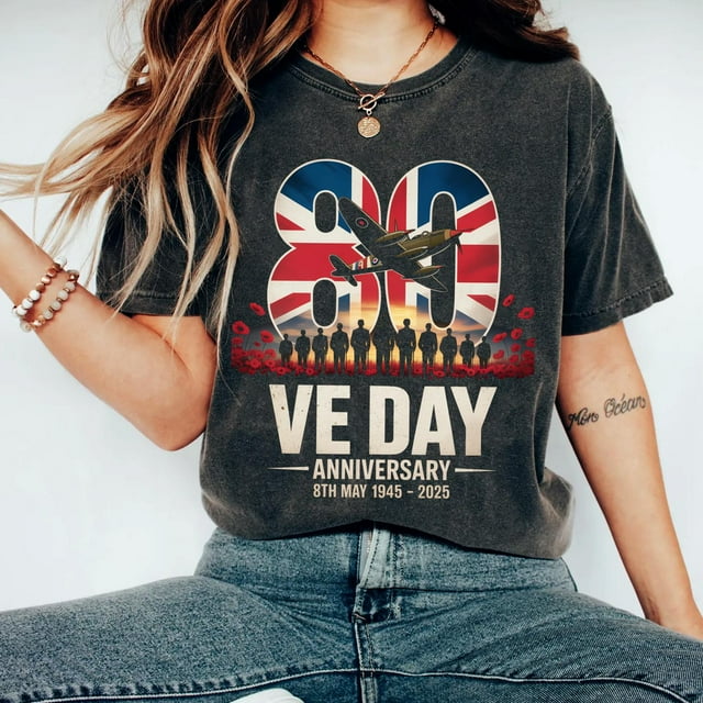 VE Day 80th Anniversary Shirt – Union Jack UK Flag, 8th May 1945–2025 ...