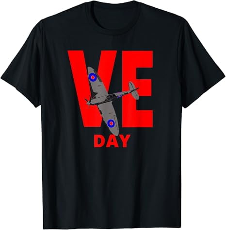 VE Day Spitfire Fighter Plane, WW2 Victory in Europe Day, T-Shirt ...