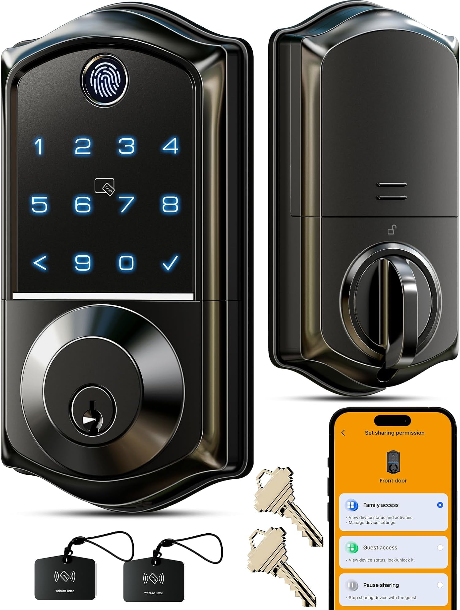 VE017 Fingerprint Door Lock, App Control, 8-in-1 Keyless Entry, Lock ...