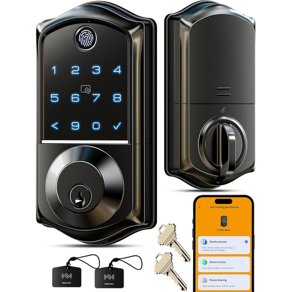 VE017 Fingerprint Smart Door Lock, App Control, 8-in-1 Keyless Entry ...