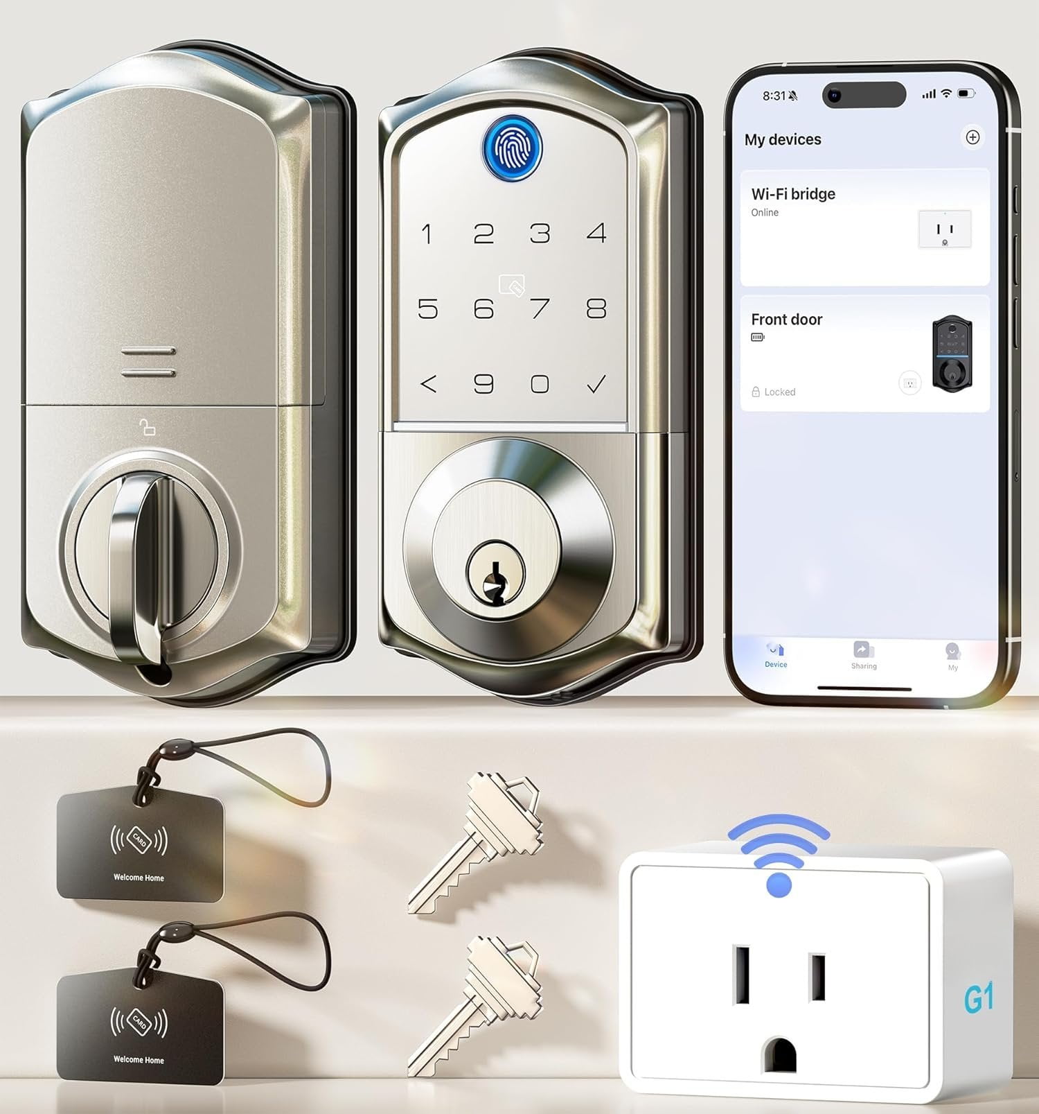 VE017G Keyless Entry Door Lock with Fingerprint, App Remote Control ...