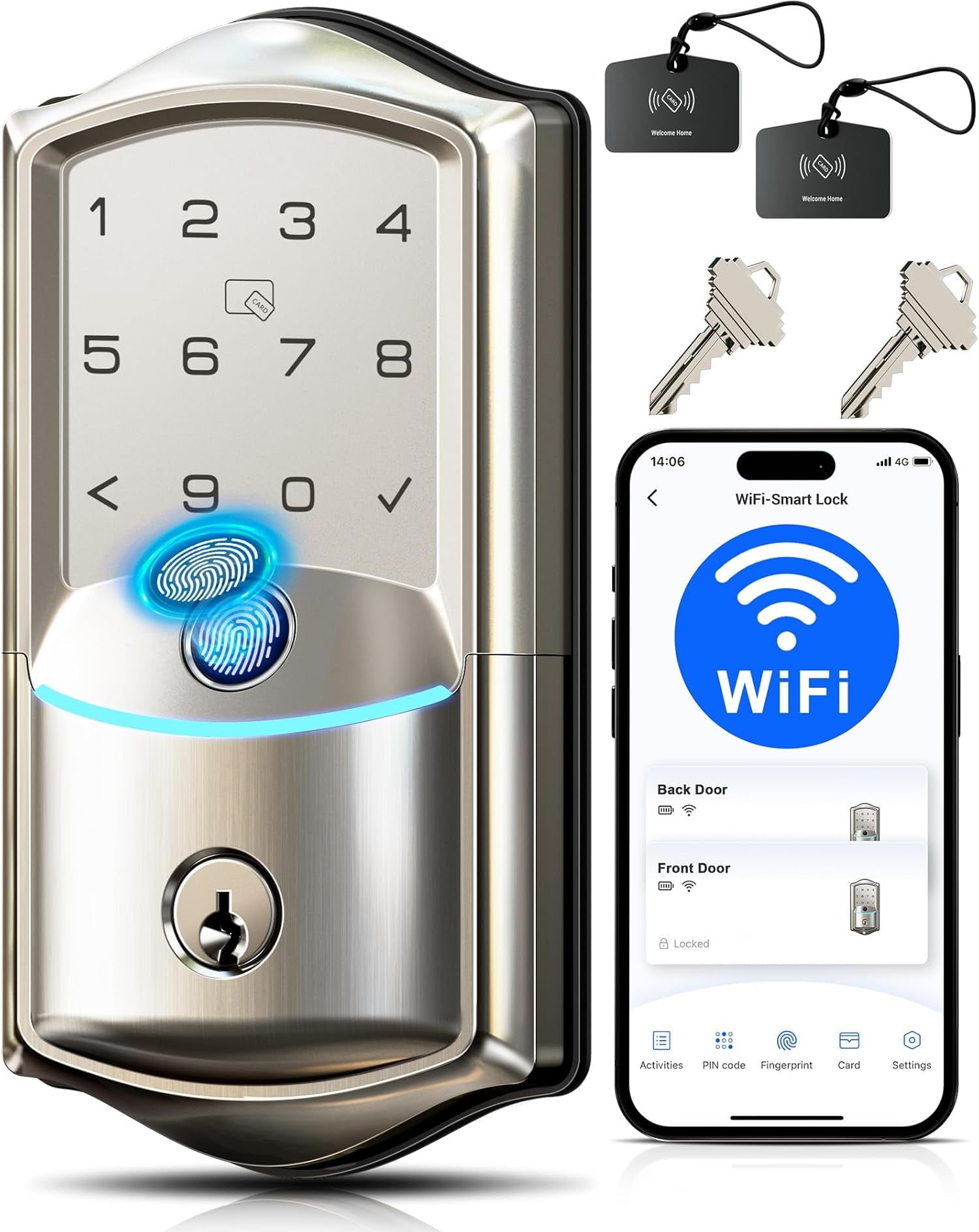 VE027 Built-in Lock, Fingerprint Keyless Entry Front Door Lock, App ...
