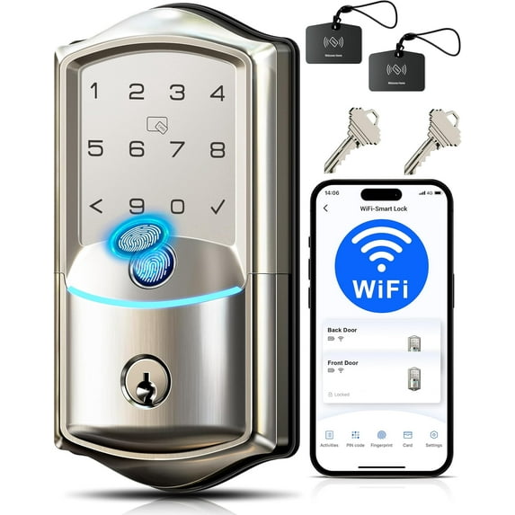 VE027 Built-in Lock, Fingerprint Keyless Entry Front Door Lock, App ...
