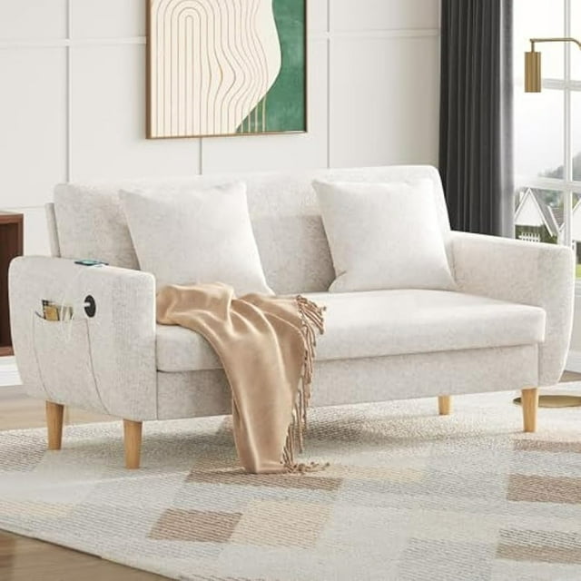 VEANERWOOD 66" Wide Loveseat, Cushion 2-seat Chenille Sofa with USB ...