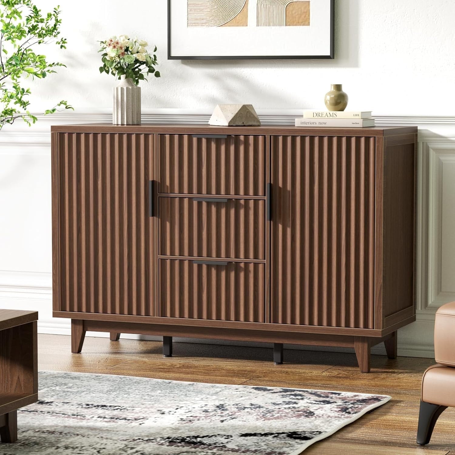 Veanerwood 47" Farmhouse Sideboard with 2 Doors & 3 Drawers - Walmart.com